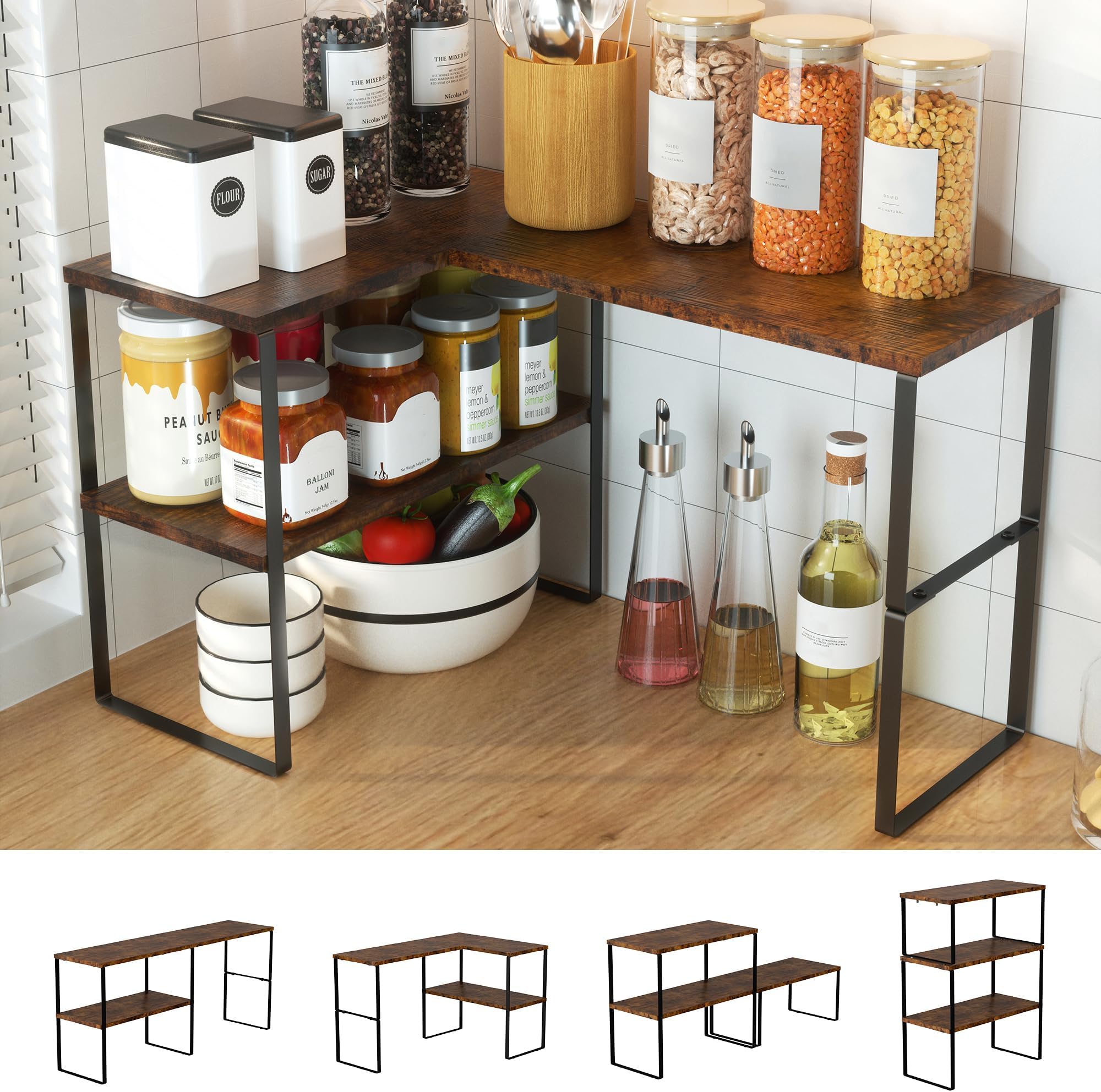 Amazon.com: GHWIE Countertop Organizer Corner Shelf - Bamboo Corner ...