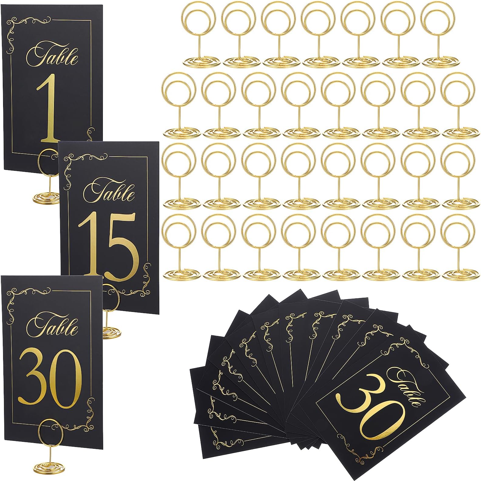 Amazon.com: Ubamdom 31 Pack Table Number Holders, 31 PCS Gold & Black ...