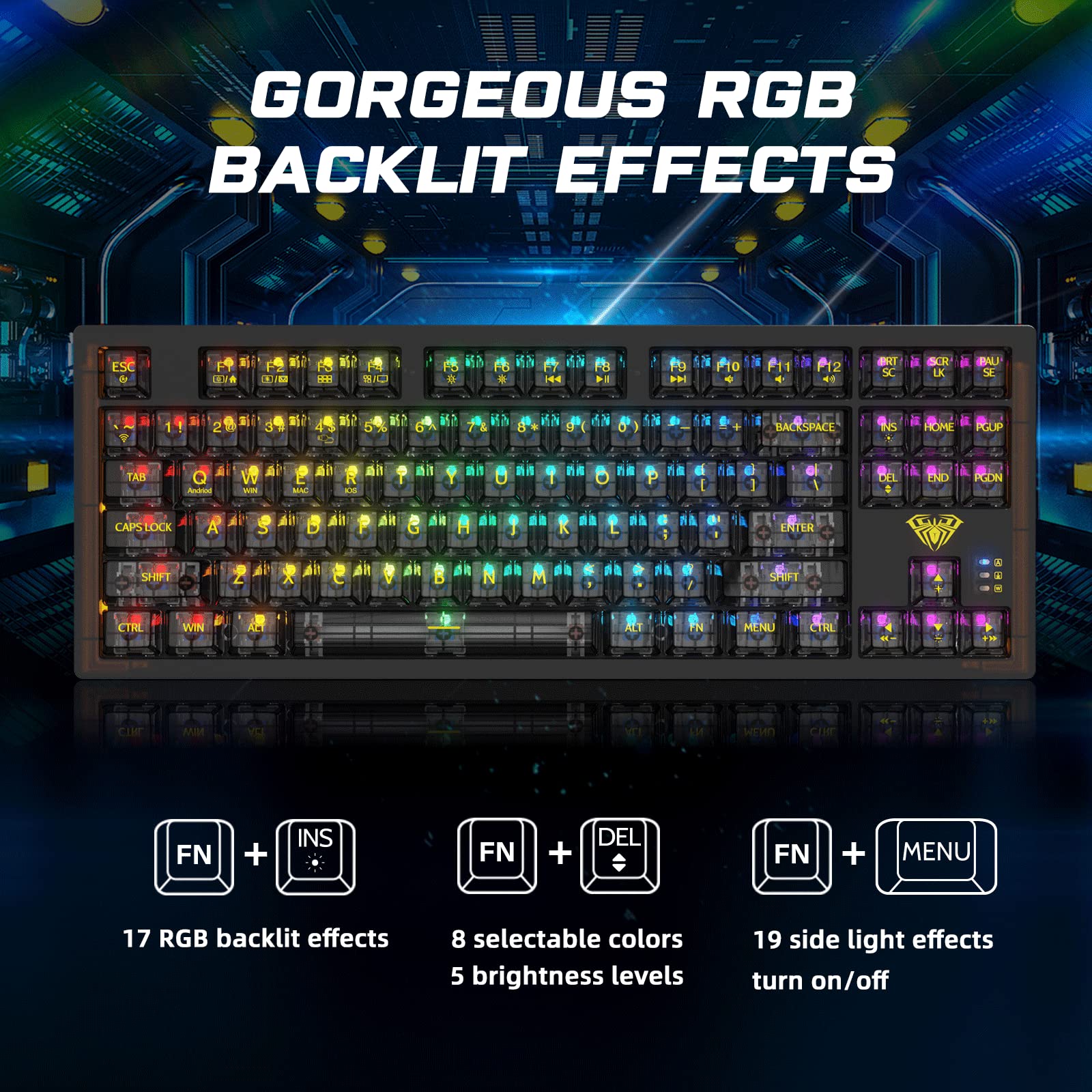 Snapklik.com : AULA Wireless Mechanical Keyboard, 3 In 1 Hot Swappable ...