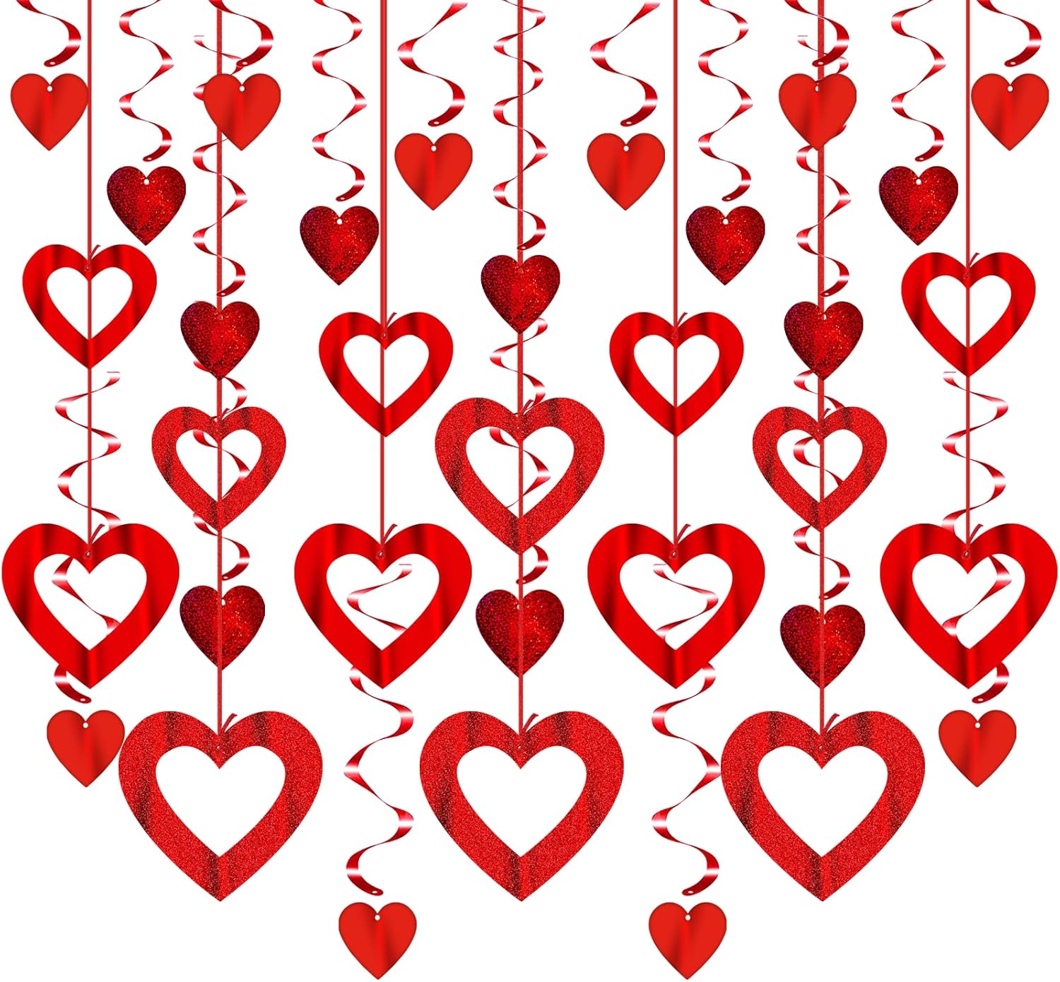 41 Pieces Heart Decorations Hanging, Valentines Decorations Include 21 ...