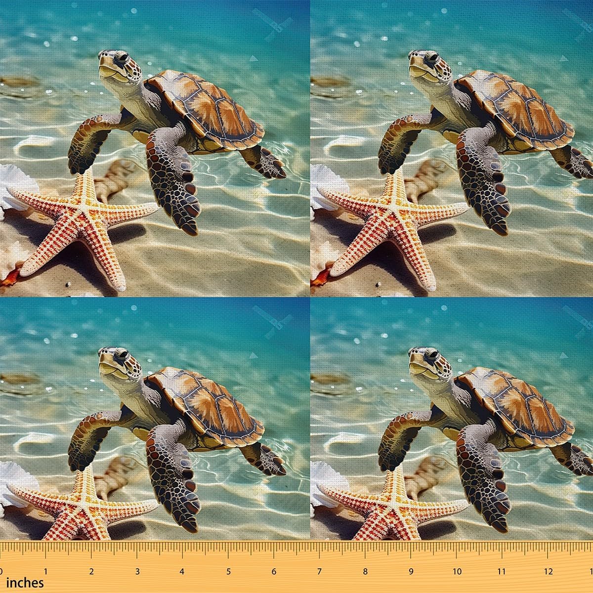 Amazon.com: Sea Turtle Fabric by The Yard 1 Yard Ocean Starfish Soft ...