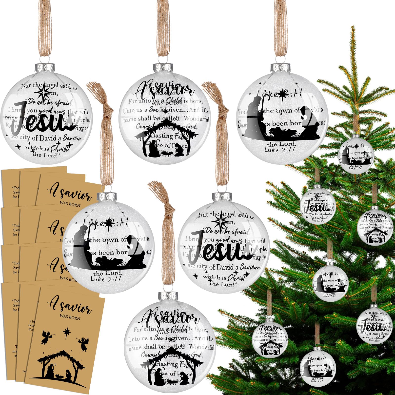 Amazon.com: Poen 12 Sets Christmas Jesus Ornament Nativity Scene ...
