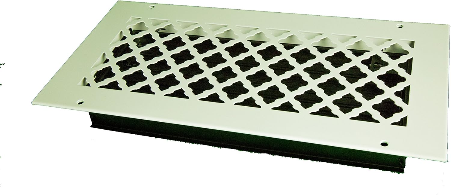 6 x 14 White (Paintable) Tuscan Ceiling and Wall Register with Damper ...