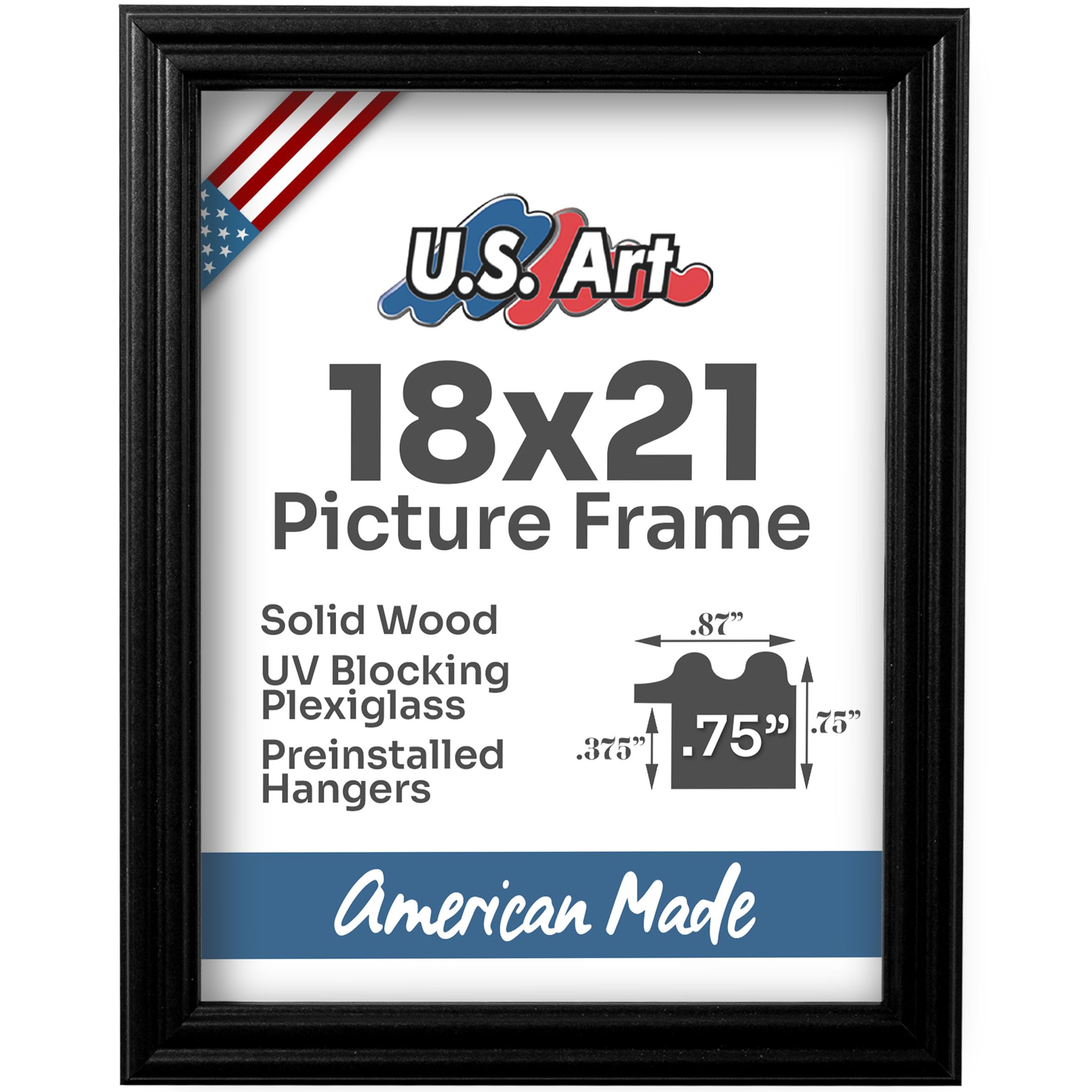 Amazon.com: US Art 18x21 Black 0.75 in Wooden Photo Picture Poster ...