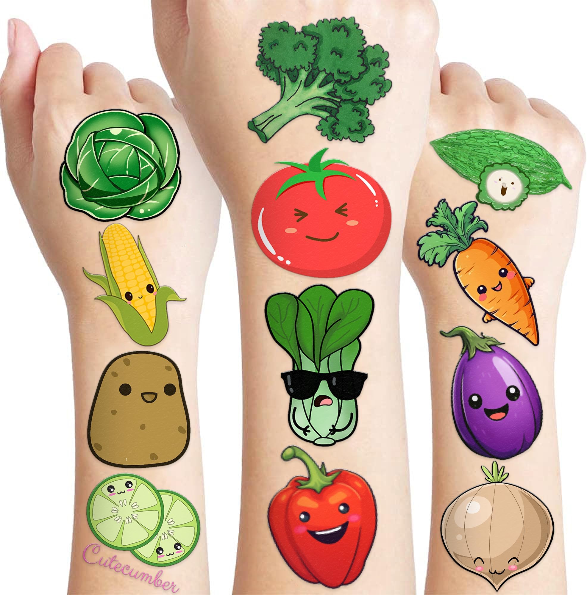 Amazon.com : Hohamn Fruit Vegetable Plant Temporary Tattoos for Kids ...
