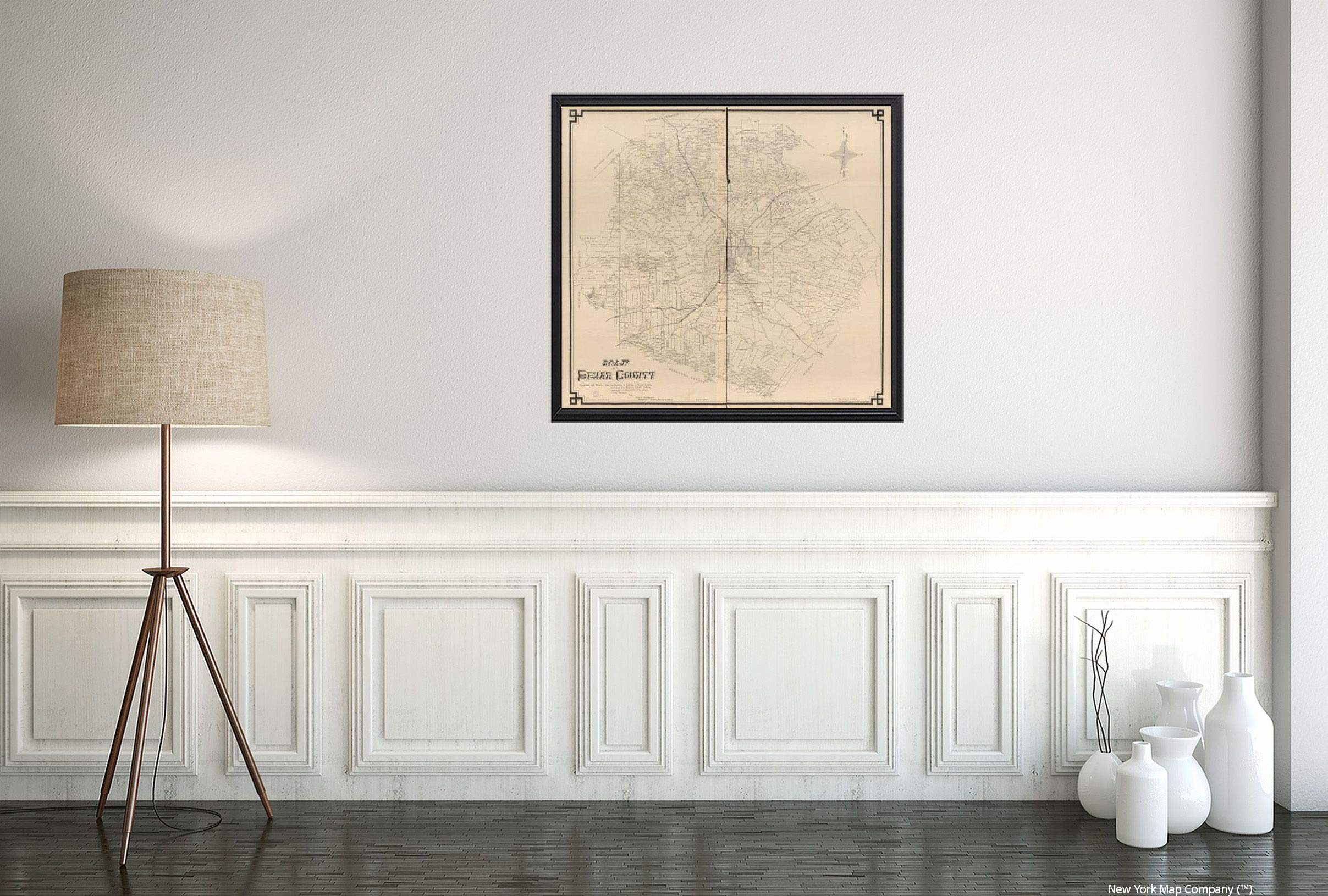1887 Map Of Bexar County Historic Vintage Antique Wall Map | Desertcart ...