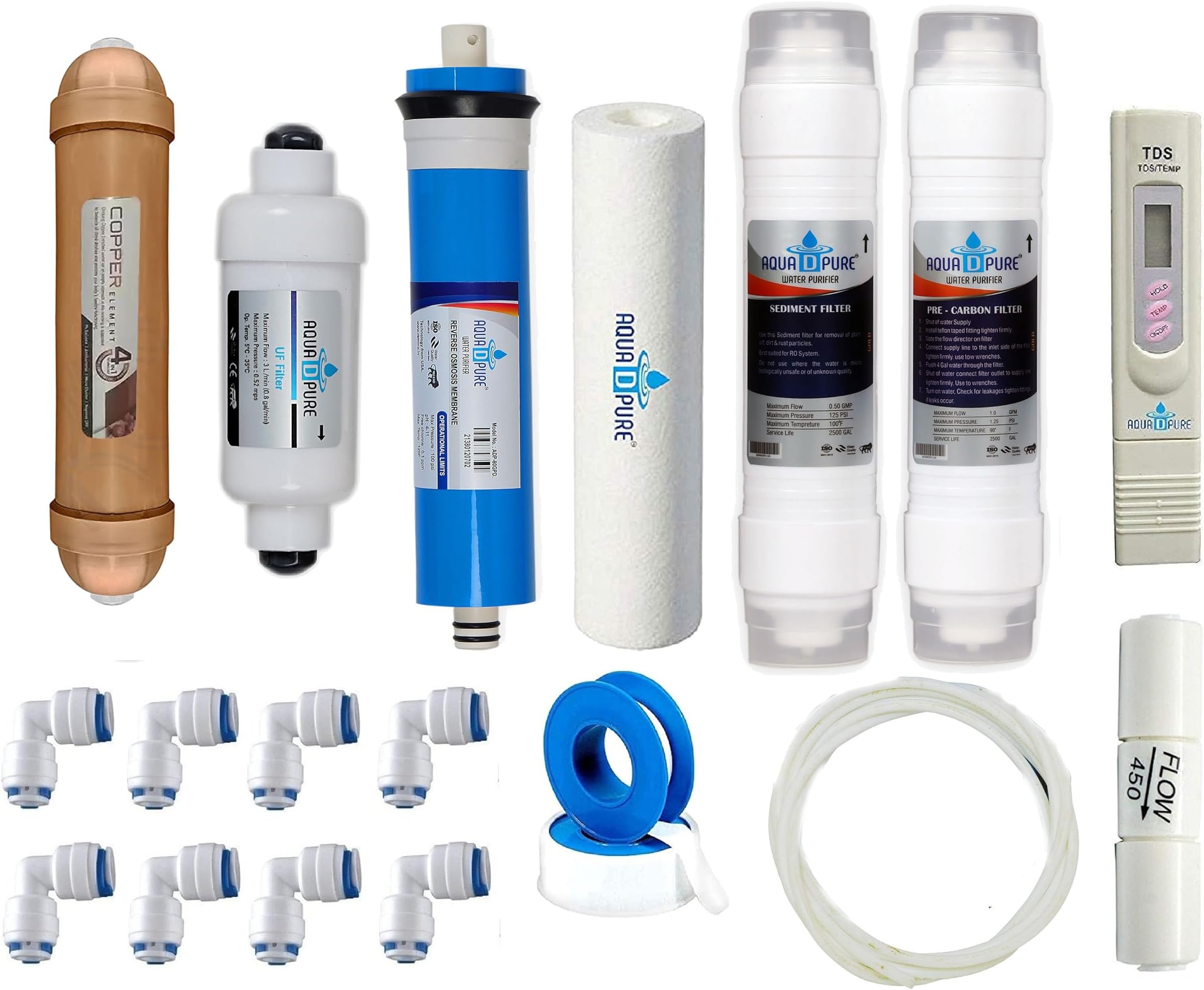 AQUA D PURE Complete RO Service Kit with 80 GPD Dry RO Membrane ...