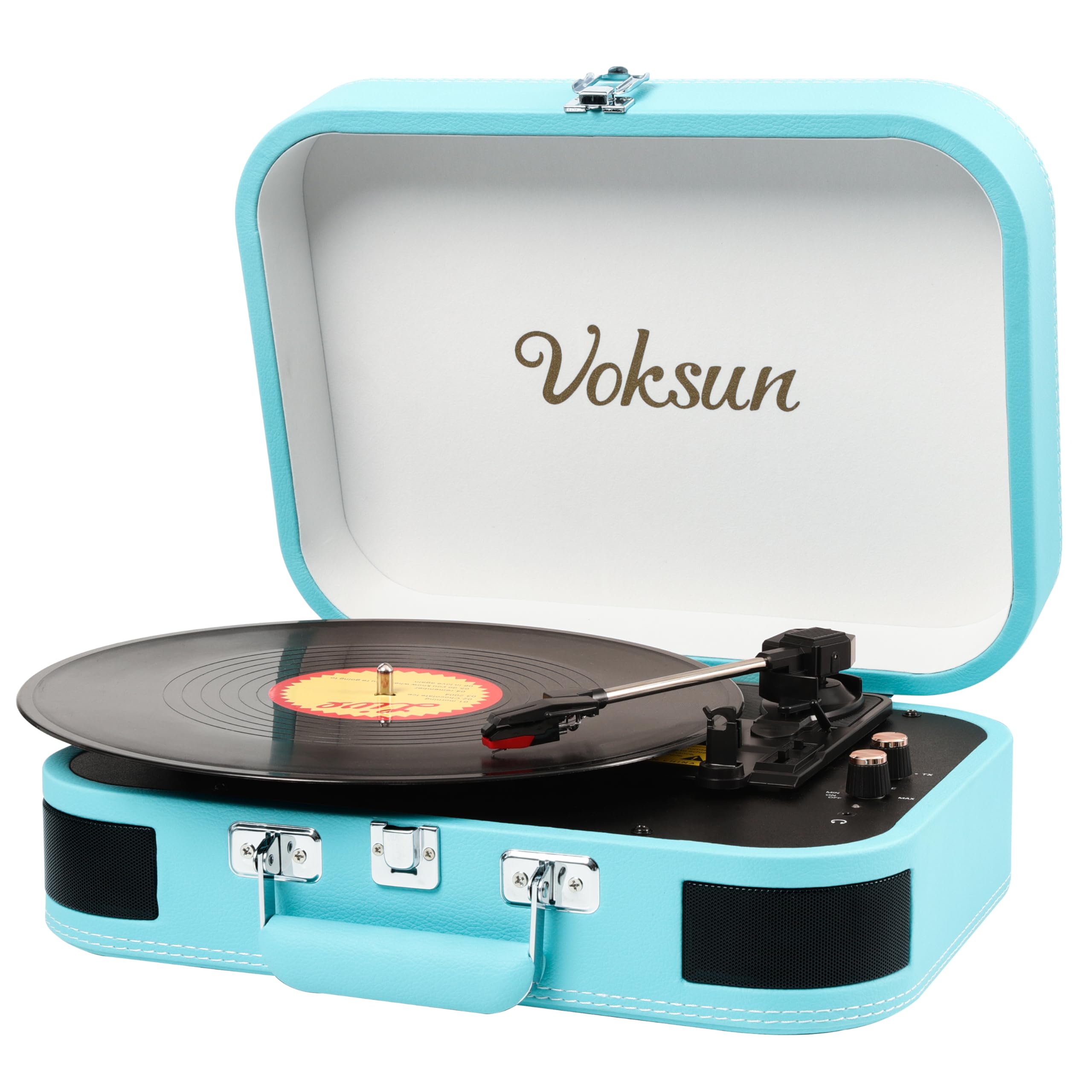 Record Player, VOKSUN Portable Bluetooth Vinyl Turntable with Built-in ...