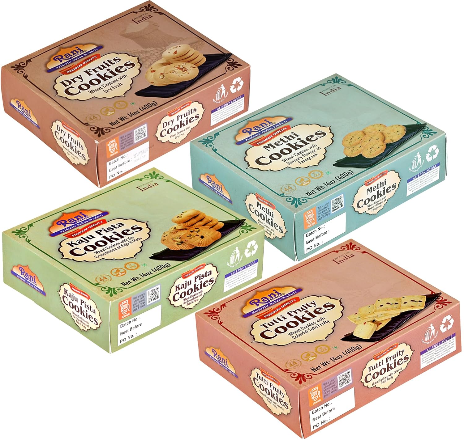 Amazon.com: Rani Cookies Variety Pack of 4 (Dry Fruits, Kaju Pista ...