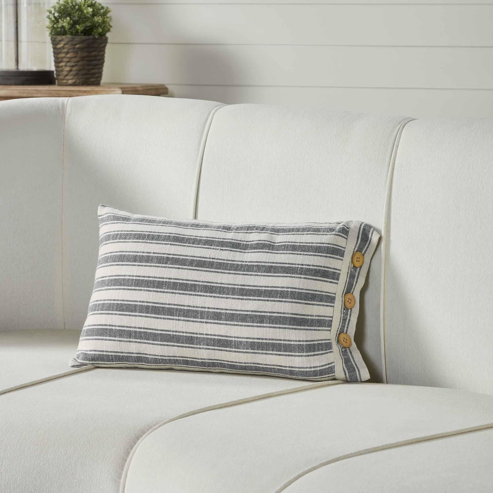 Amazon.com: Piper Classics Farmhouse Ticking Stripe Gray Throw Pillow ...
