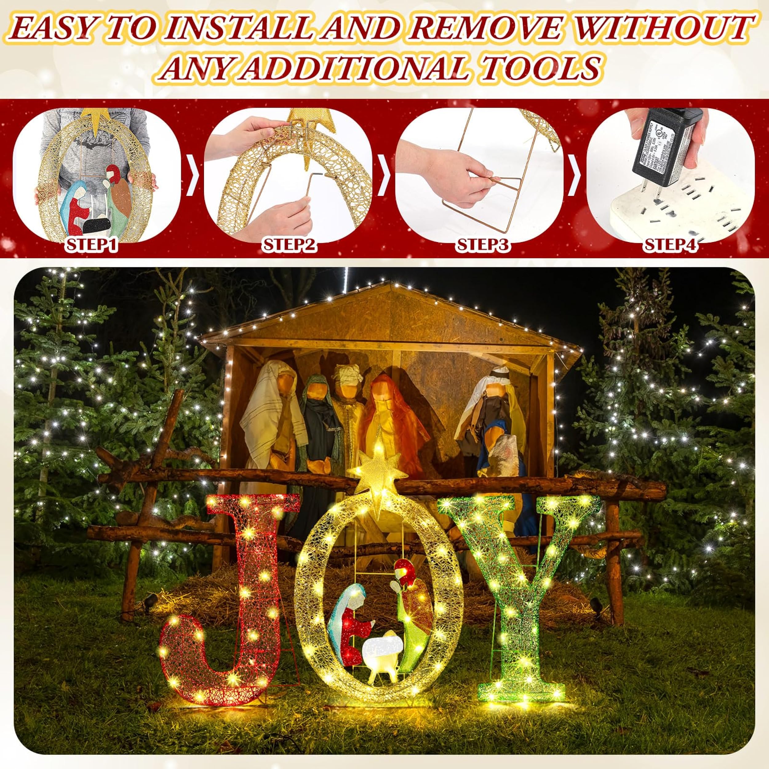 Snapklik.com : Tuanse 3 Pcs Outdoor Joy Christmas Decoration 35 Inch ...