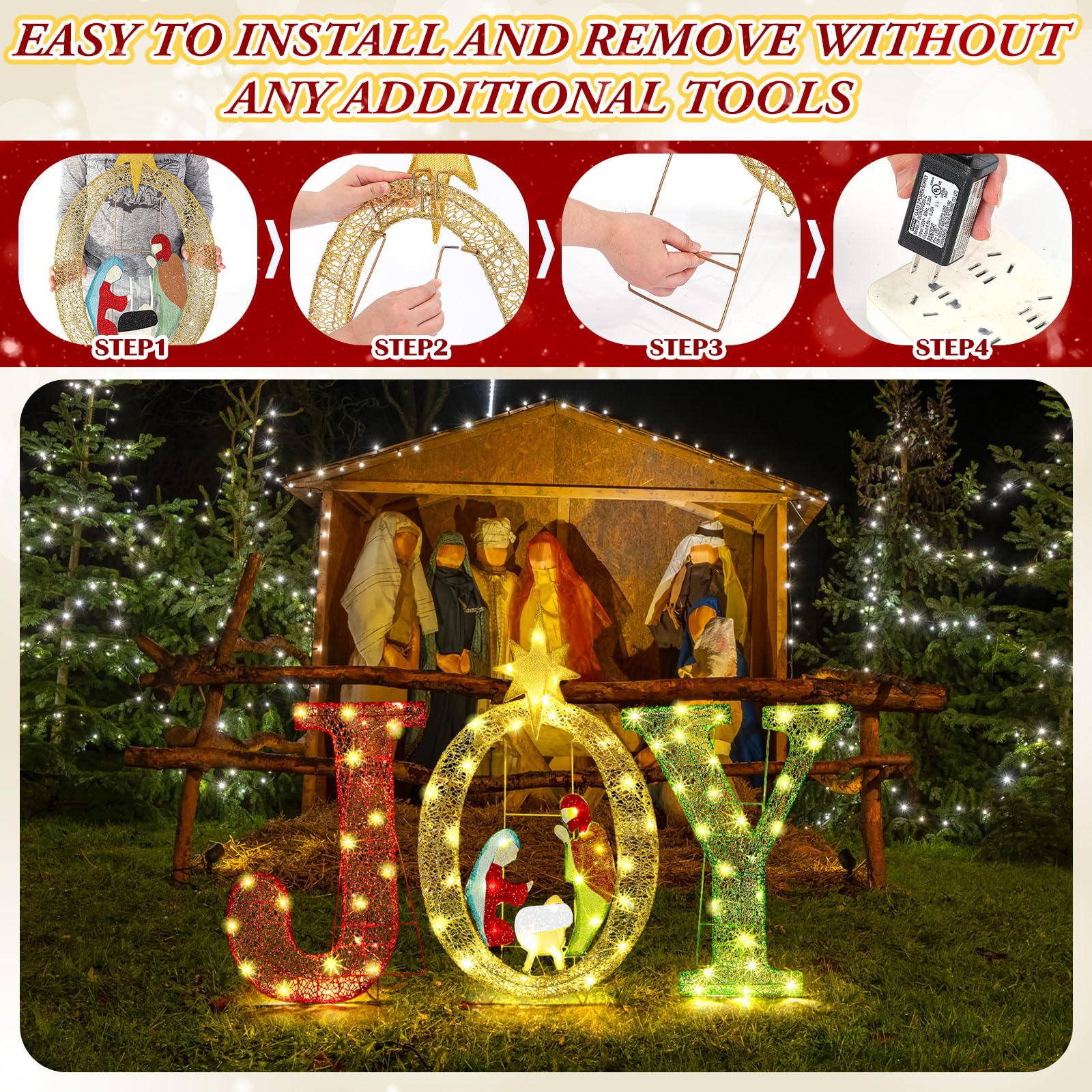 Snapklik.com : Tuanse 3 Pcs Outdoor Joy Christmas Decoration 35 Inch ...