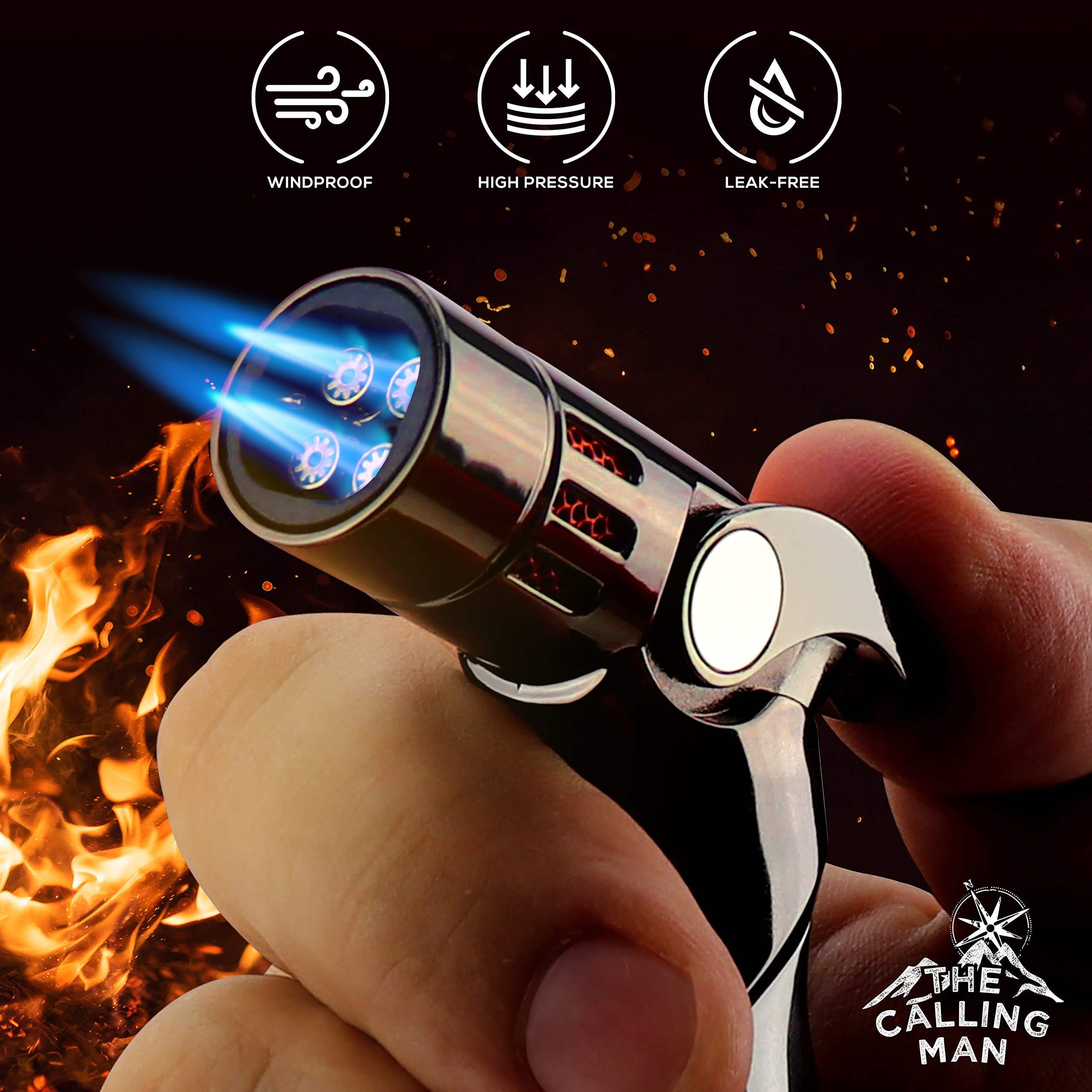 Buy Active Kitchen 4 Flame Refillable Butane Hand Torch Lighter Smoked ...