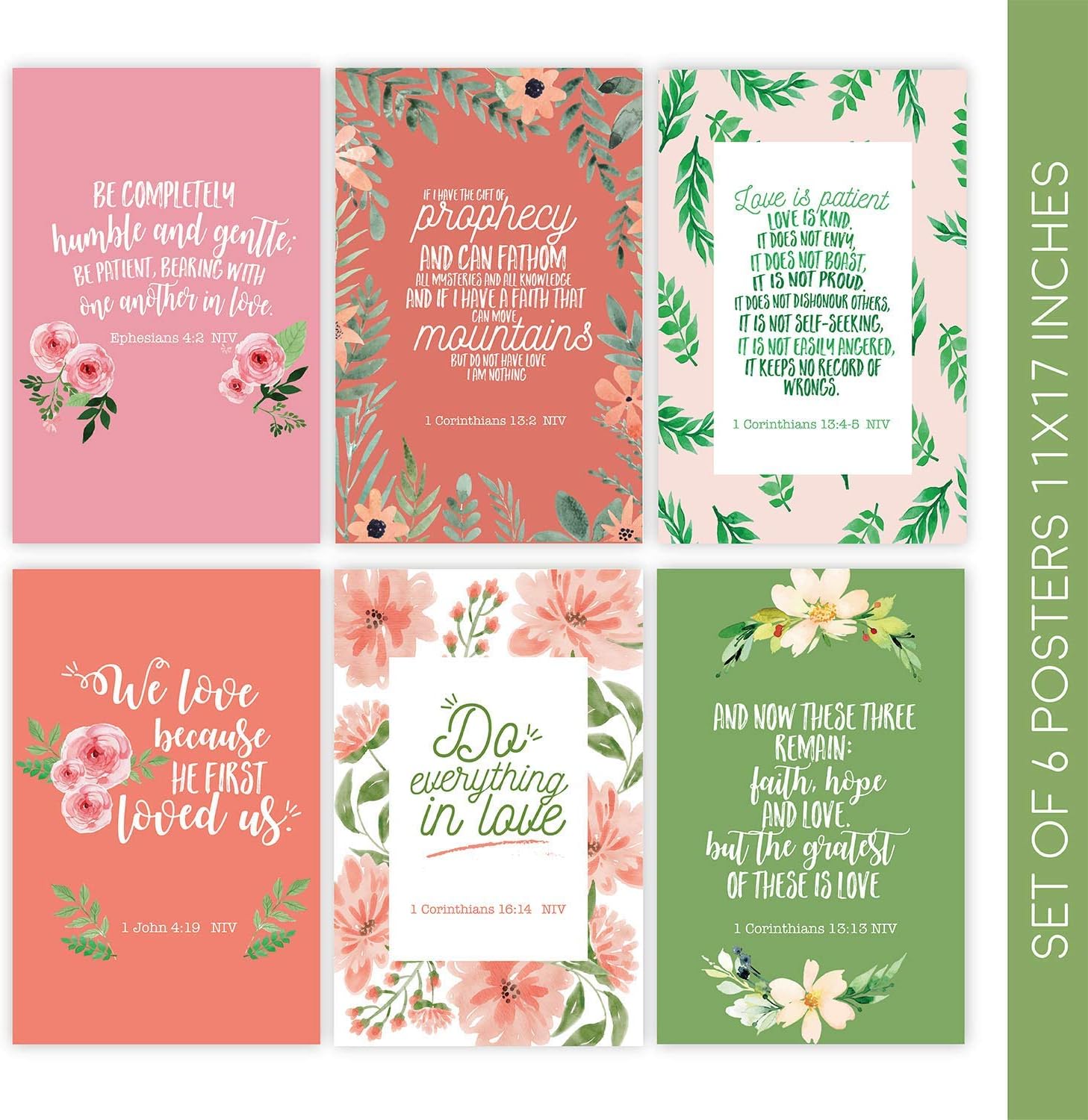 Amazon.com: Bible Verse Wall Art, Set of 6 Posters 11x17 Bible Verse ...