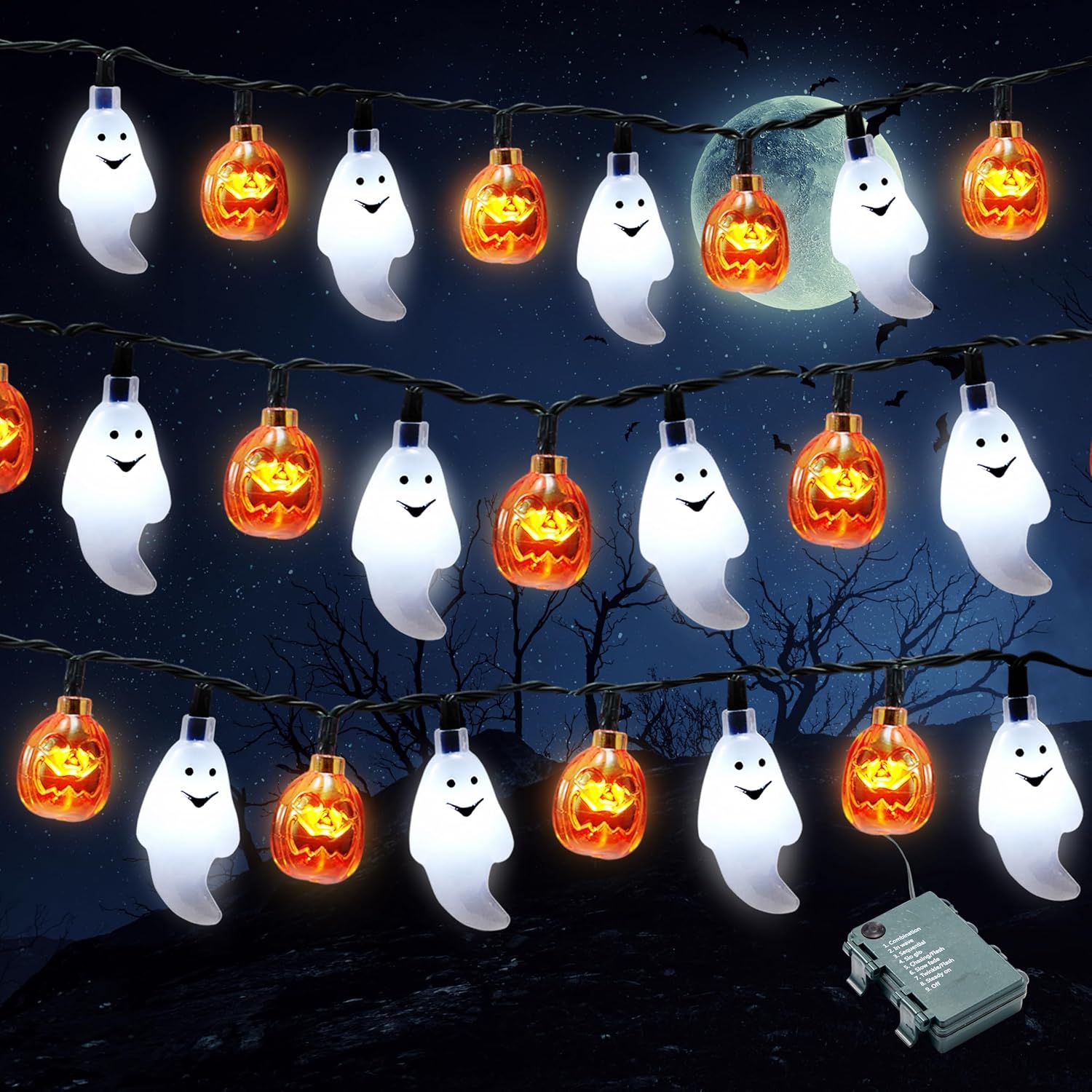 JOYIN Halloween String Lights Decorations, 19.7FT 30 LED Battery ...