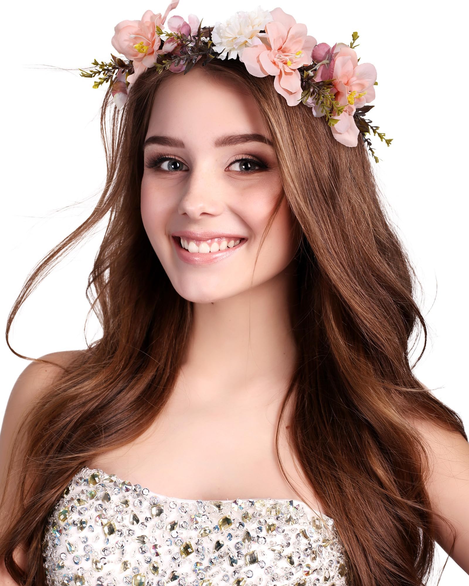 Amazon.com : AWAYTR Flower Crowns for Women Flower Headband Adjusatble ...