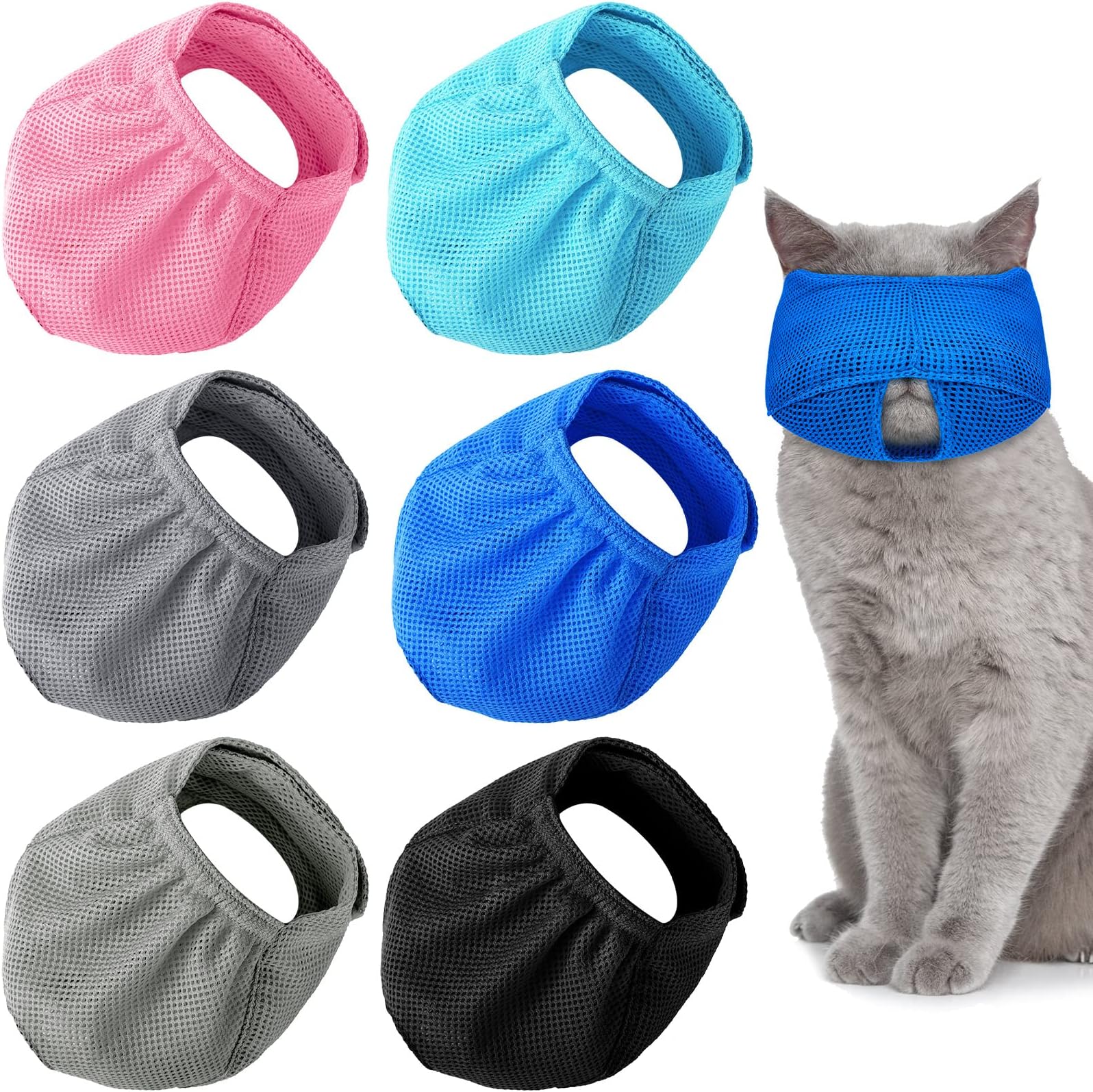 Amazon.com : 3 Pieces Cat Muzzles Breathable Mesh Muzzles Cat Grooming ...