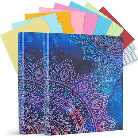 Amazon.com : 1 Inch Binders 3 Ring, 2 Pack Three Ring Binder with 8Pcs ...