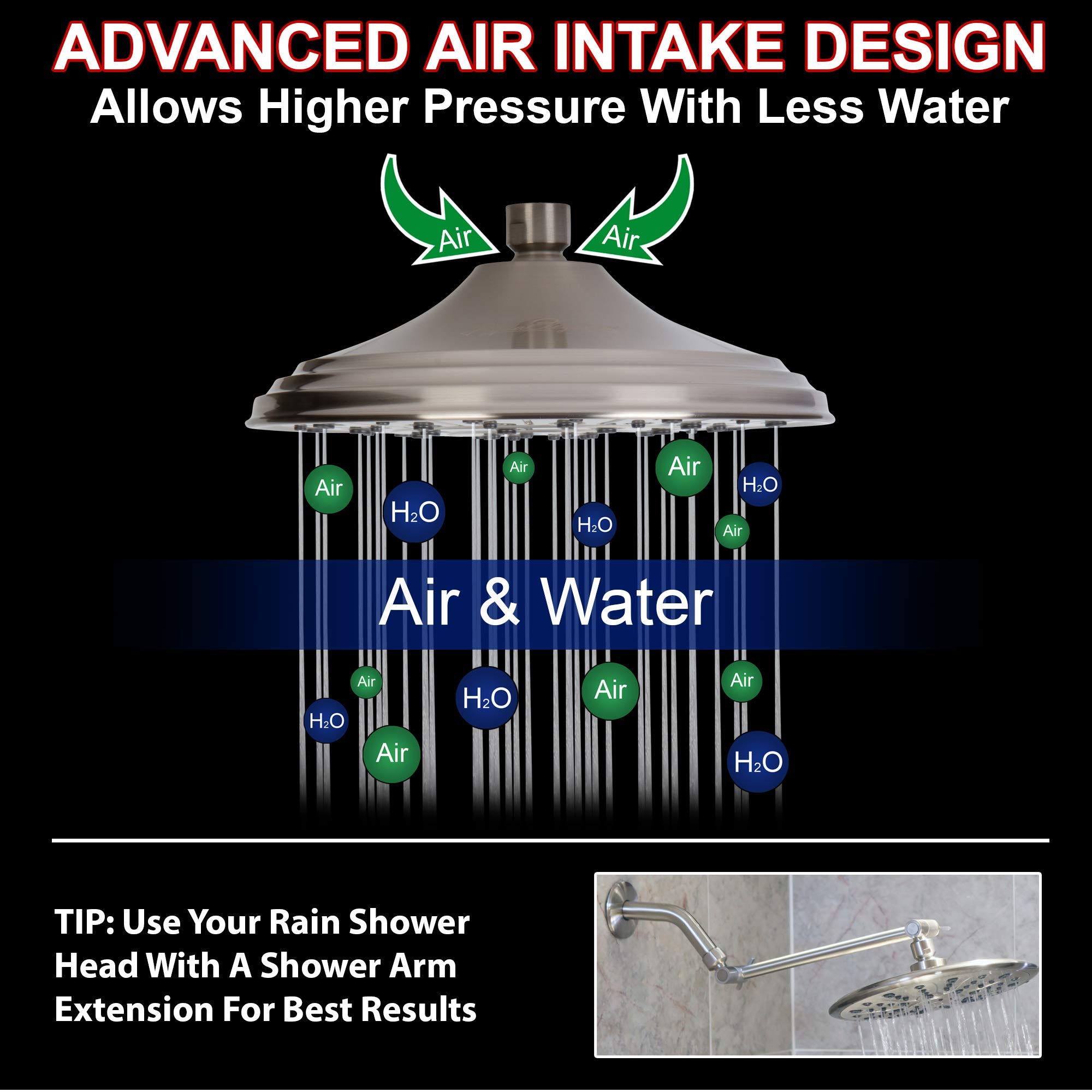 Snapklik.com : Rainfall Shower Head - 8 Inch Large Overhead Rain Showerhead