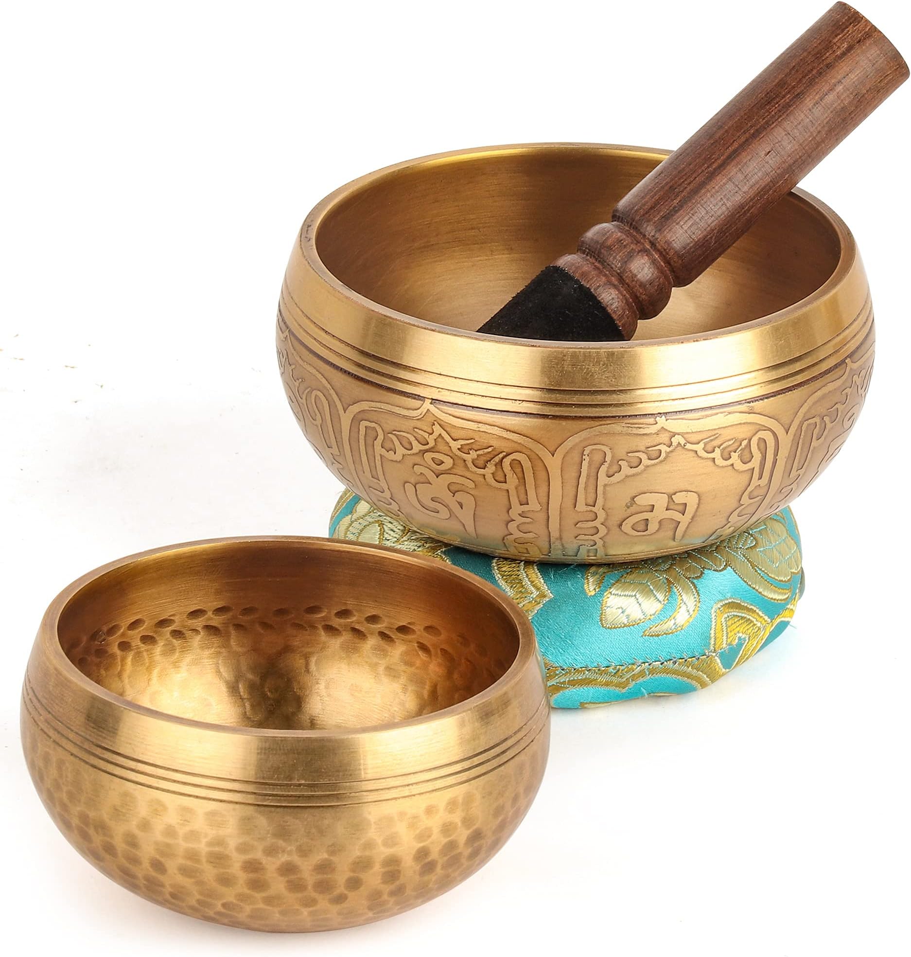 Amazon.com: Singing Bowl 8 inch round in shades of blue with wooden ...