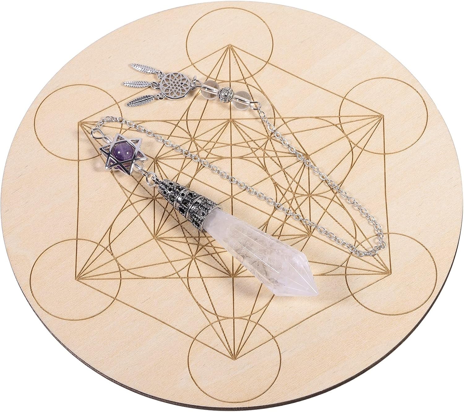 Amazon.com: Nupuyai Healing Crystal Point Pendulum with Board, Reiki ...