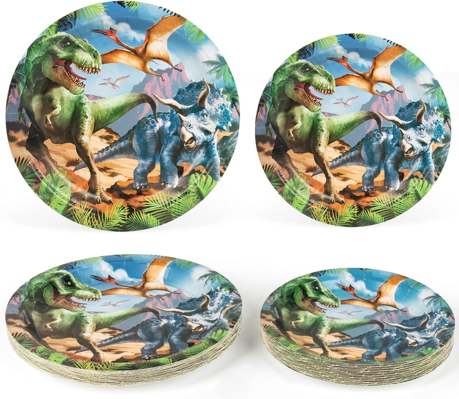Amazon.com: Creative Converting Dinosaur Round Paper Dessert Plates ...