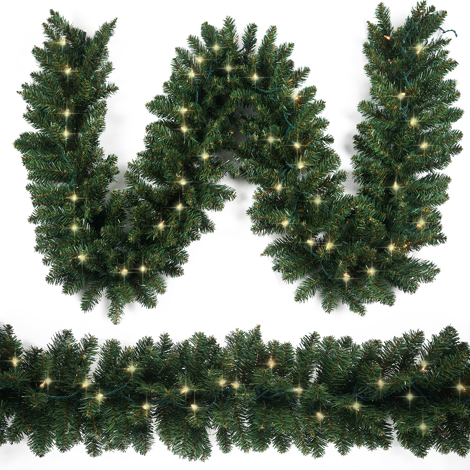 Amazon.com: HomeKaren Christmas Garland 9 Ft by 12 Inch Prelit Fraser ...