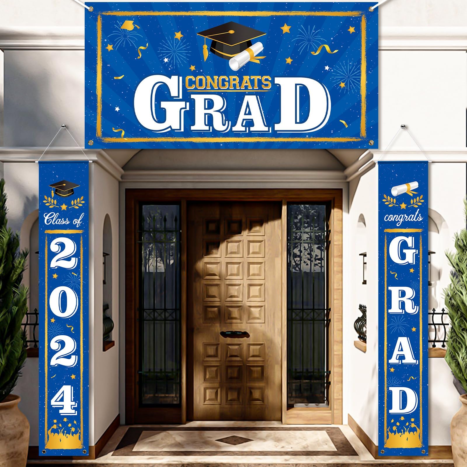 Amazon.com: 2023 Graduation Porch Sign, Blue Graduation Decorations ...
