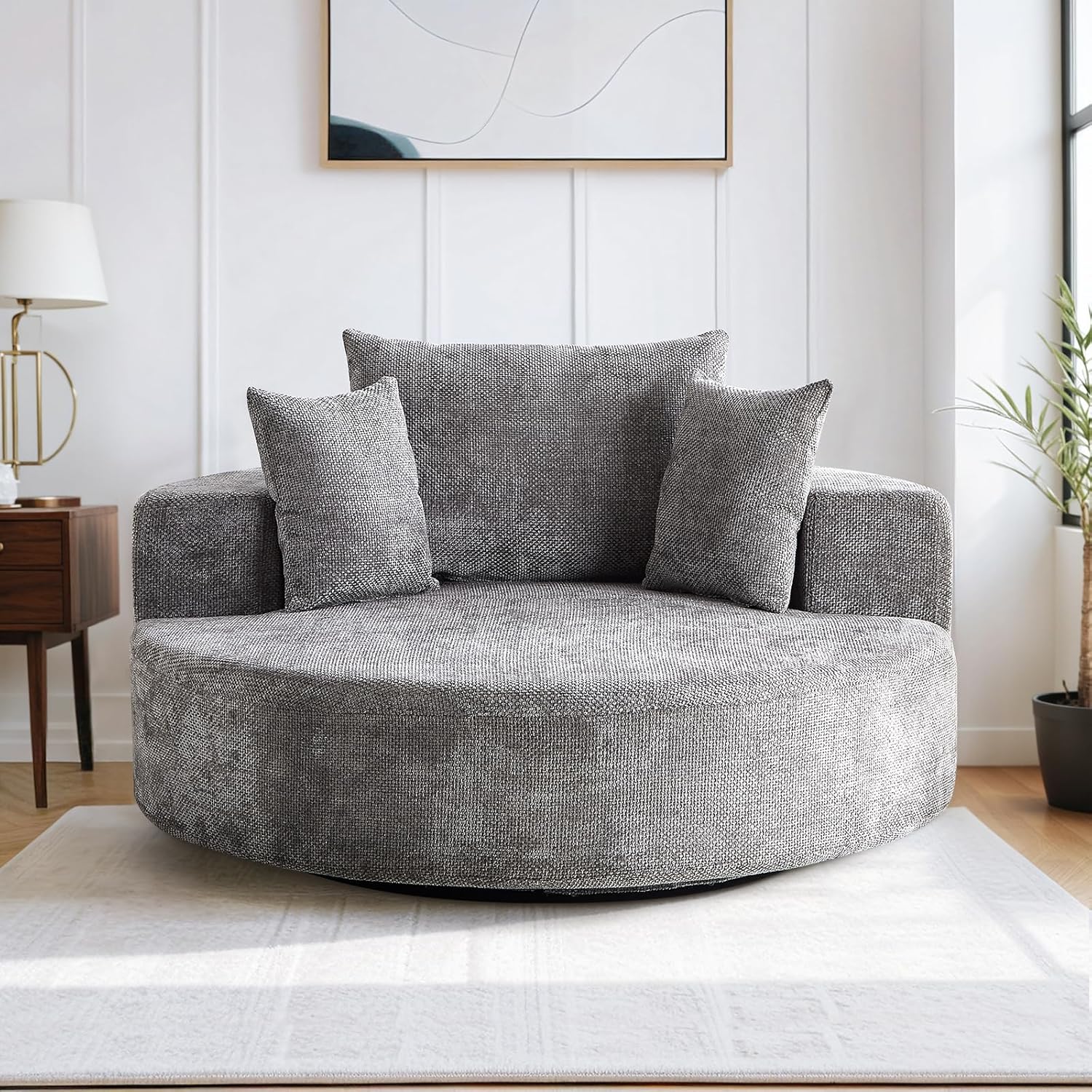 Amazon.com: JEEOHEY 55"W Oversized Swivel Accent Chair,360 Degree ...