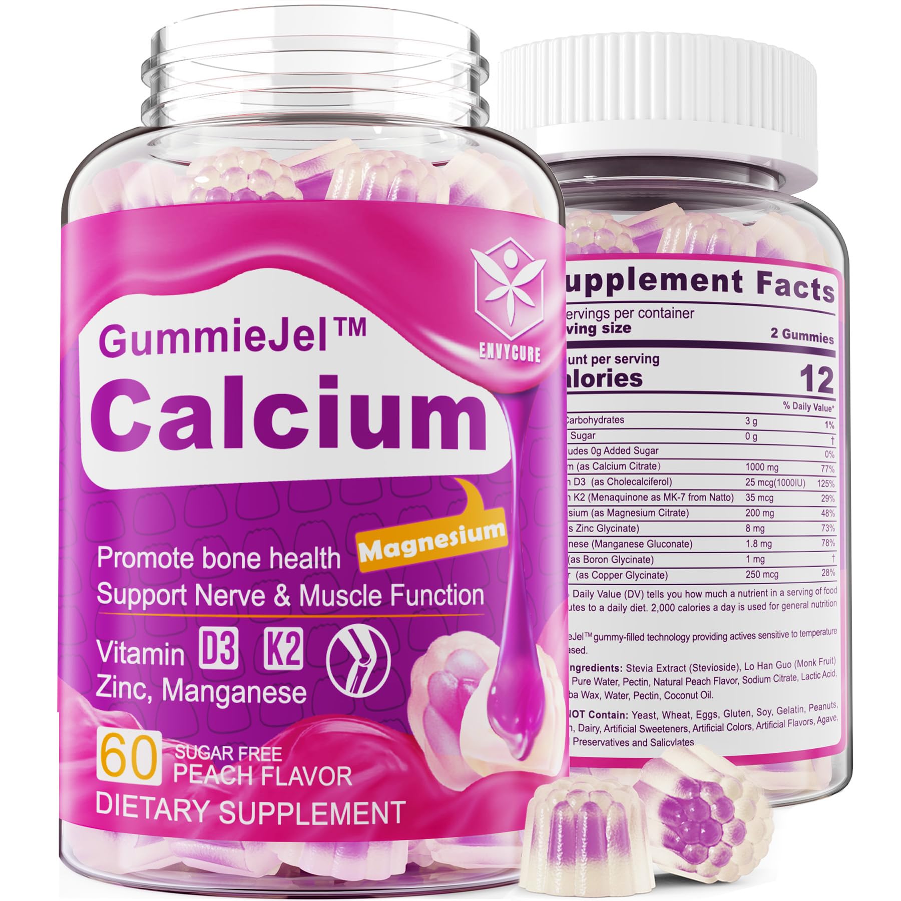 Amazon.com: Sugar-Free Calcium Citrate Gummies 1000mg w/Vitamin D3 K2 ...