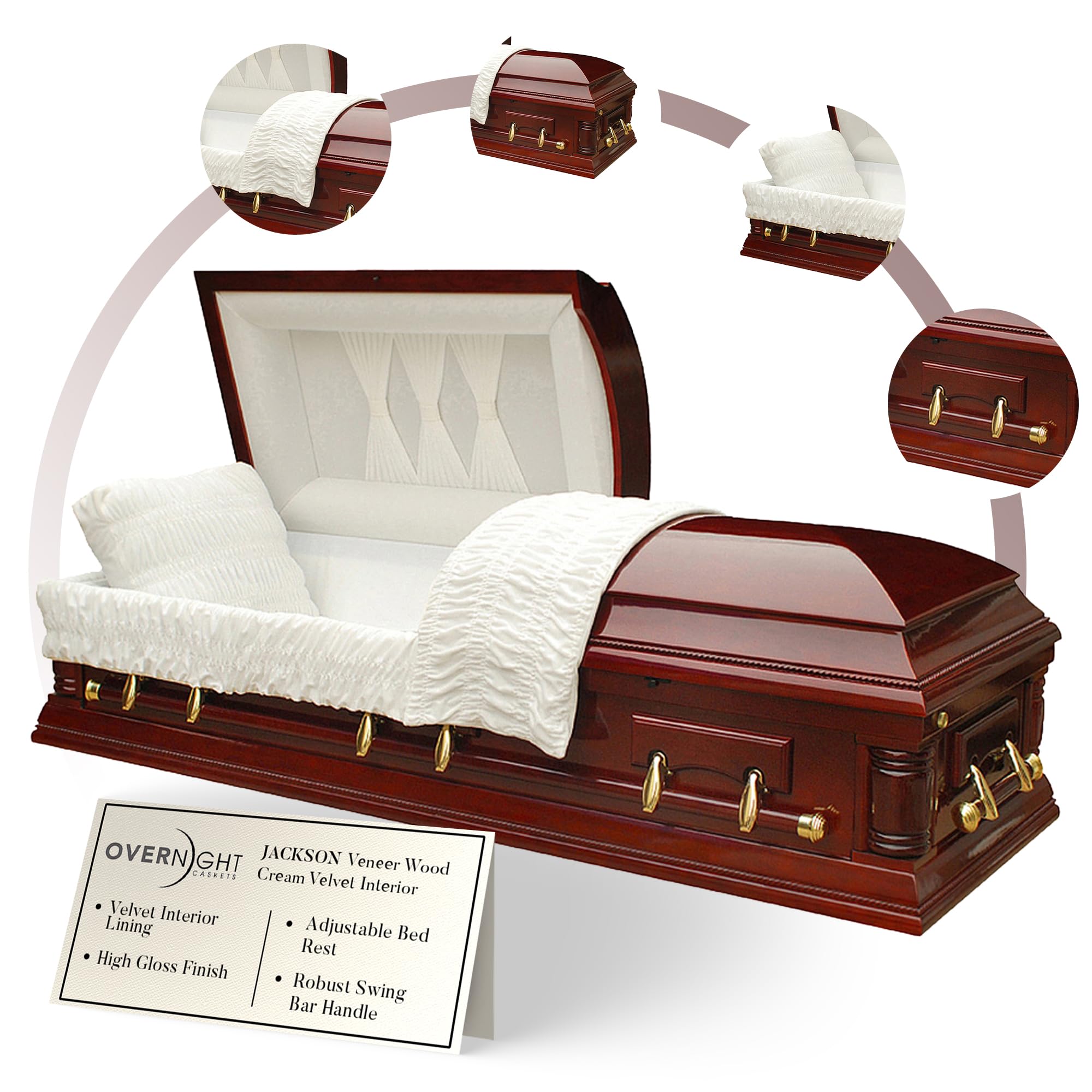 Amazon.com: Overnight Caskets Jackson Veneer Wood Funeral Casket w ...