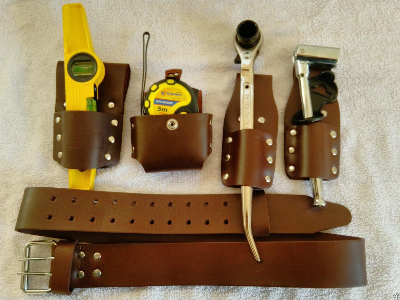 Scaffold Tool Belt Set with Tools - Brown Deluxe Leather - Connell of ...