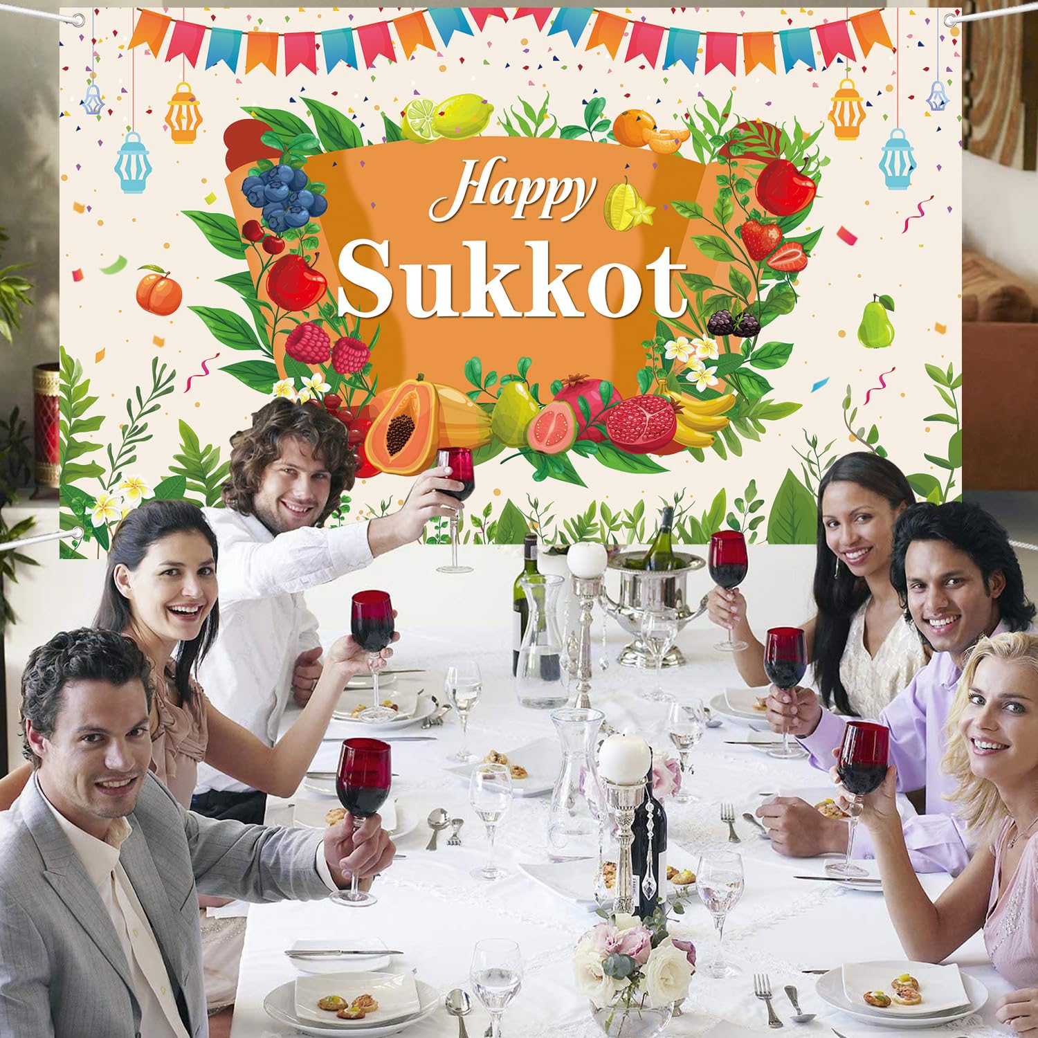 Sukkah Clipart Family Amazon.com : Happy Sukkot Banner Backdrop,