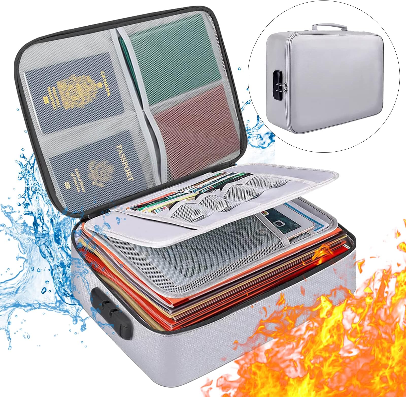 Amazon.com: Fireproof Document Box for Legal Documents, Passports, Cash ...