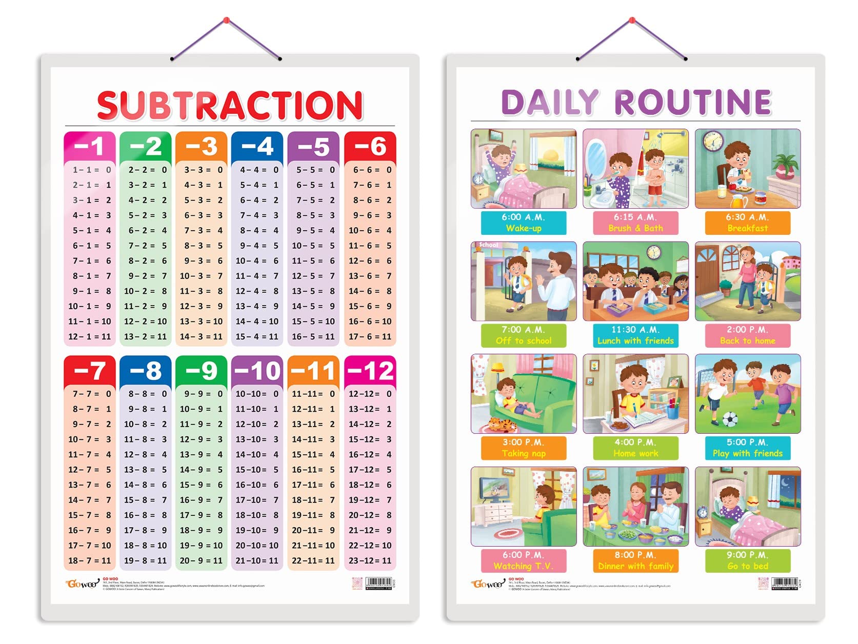 Set of 2 SUBTRACTION and DAILY ROUTINE Early Learning Educational ...