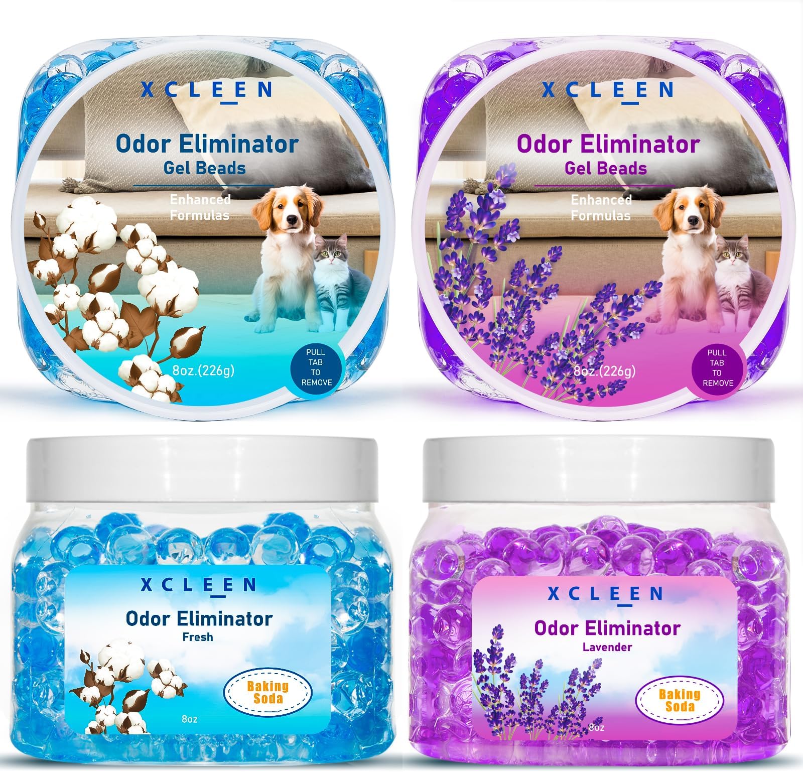 Amazon.com: Xcleen Odor Eliminator Gel Beads 4 Pack 32OZ, Air Freshener ...