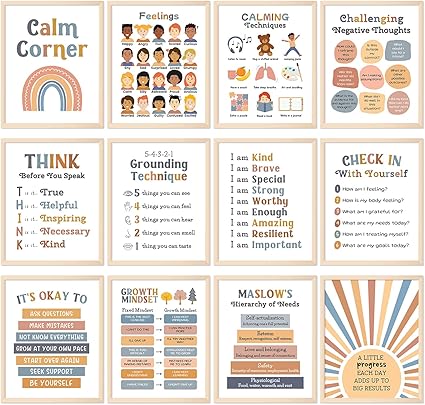 Amazon.com: Whaline 12 Sheets Calming Corner Classroom Posters Boho ...