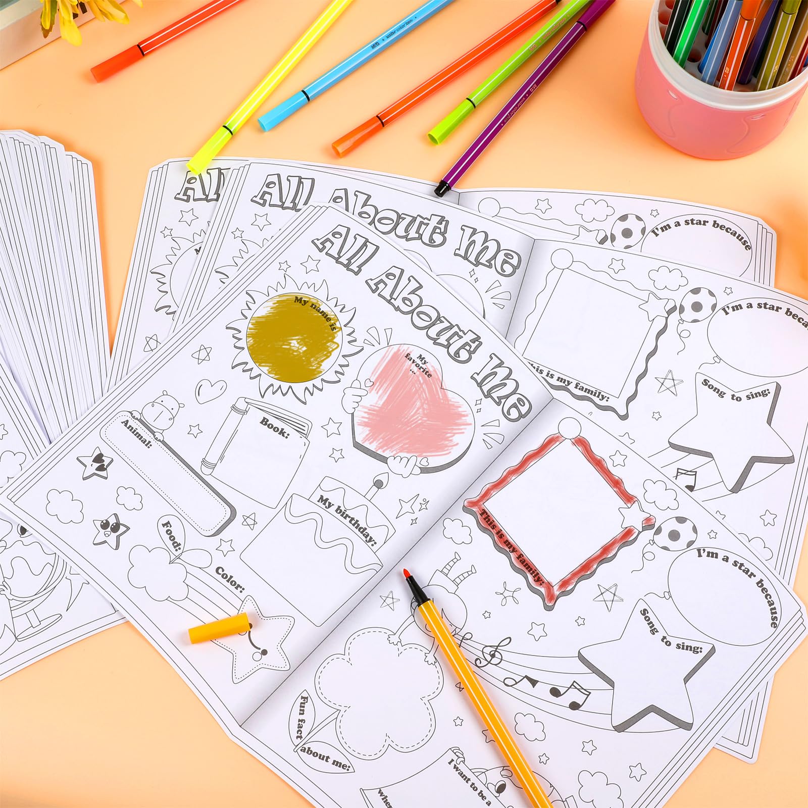 Snapklik.com : 40 PCS Book All About Me Student Posters DIY Color Ready ...