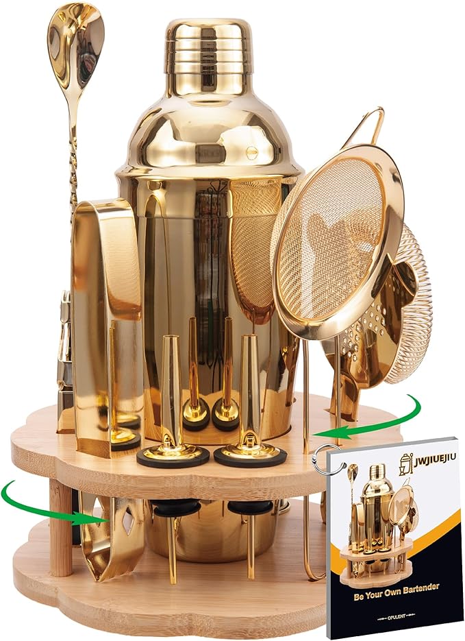 Amazon.com: JWJIUEJIU Cocktail Shaker Set Bartender Kit with Rotatble ...