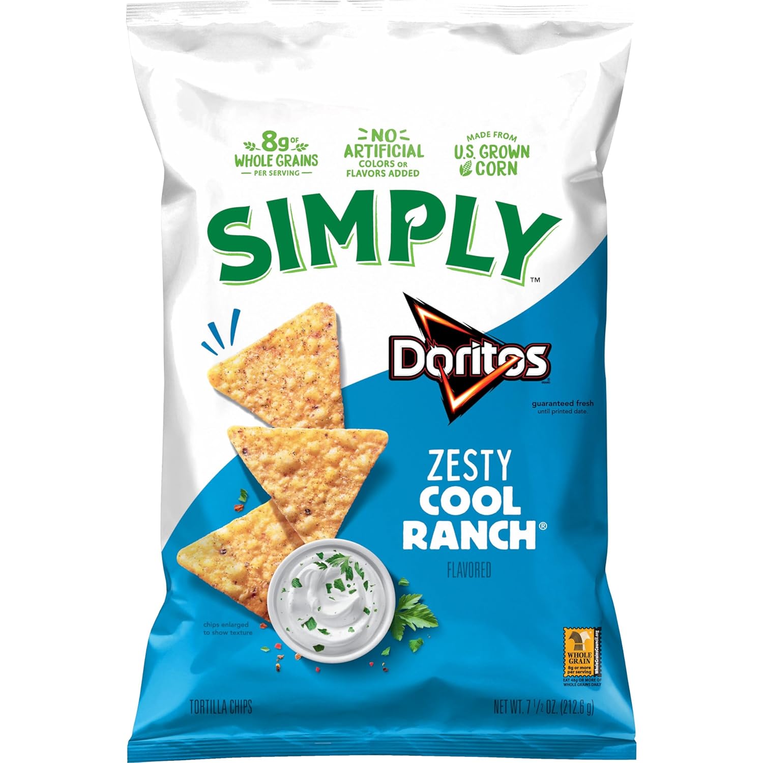 Amazon.com: Simply Doritos Tortilla Chips, Zesty Cool Ranch, 7.5 oz Bag