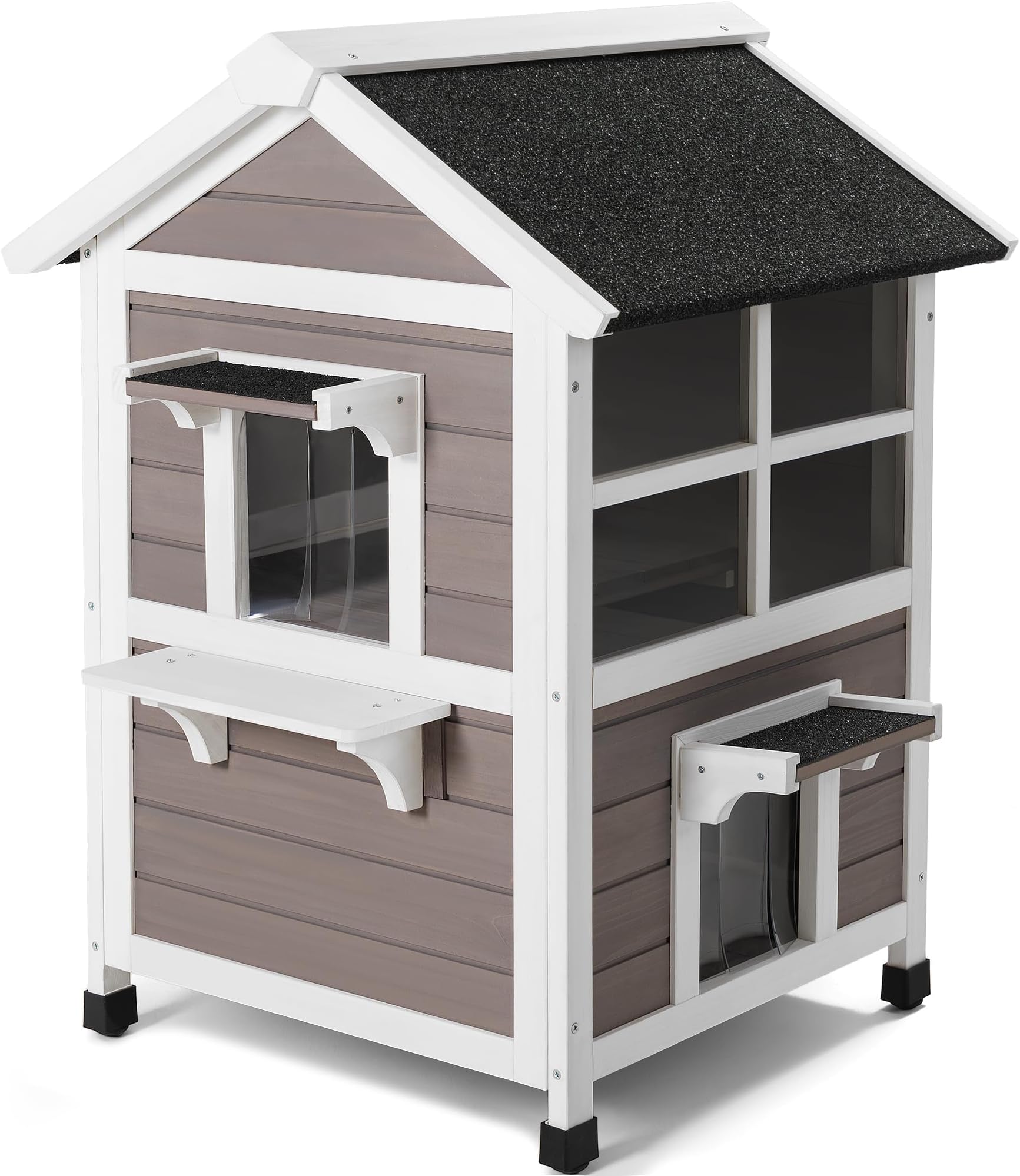 Amazon.com : GUNJI Outdoor Cat House, 2-Story Weatherproof Cat Shelter ...
