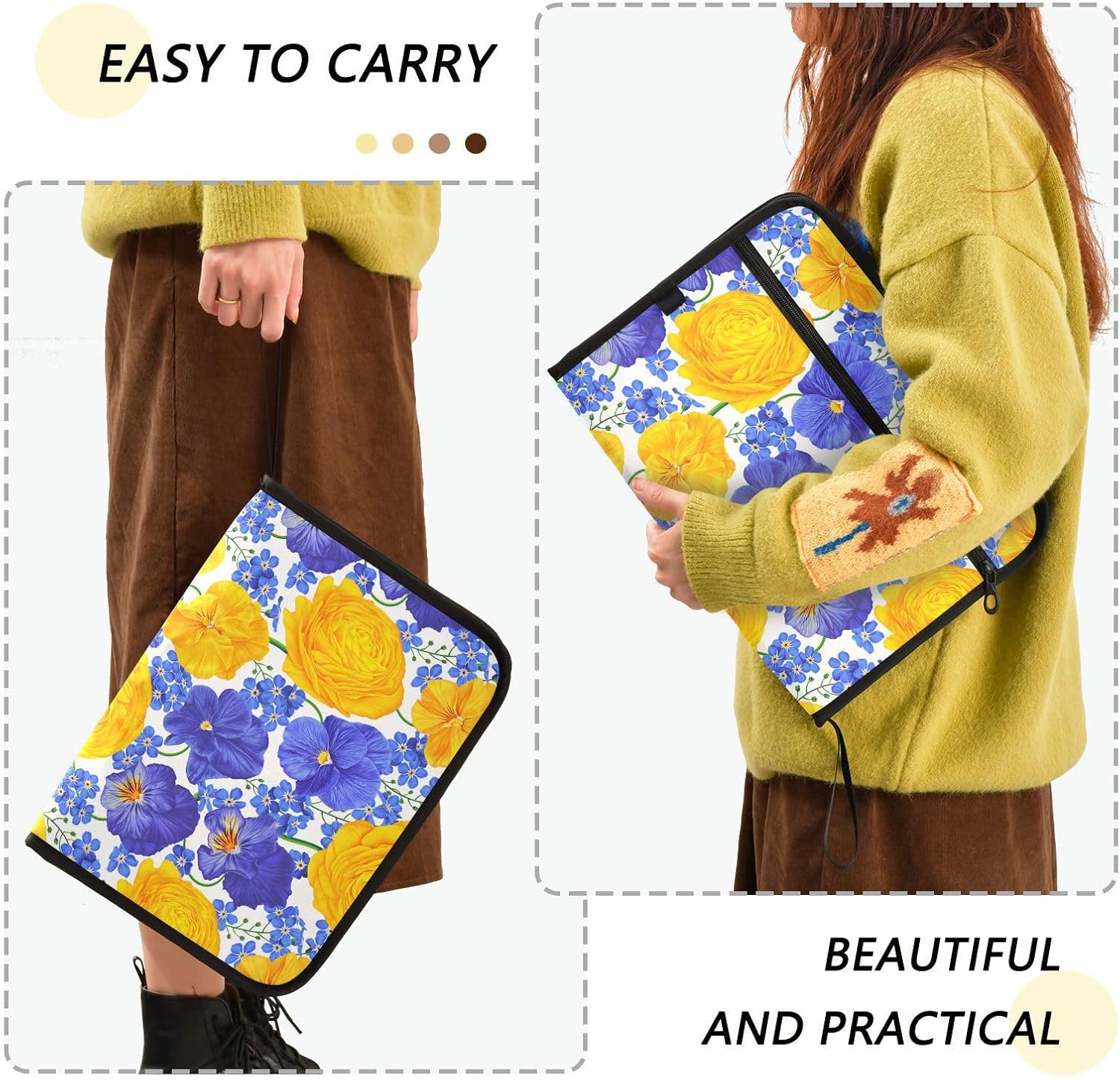 Botanical Realistic Flowers Expandable File Folder 13 Pockets A4 Letter ...