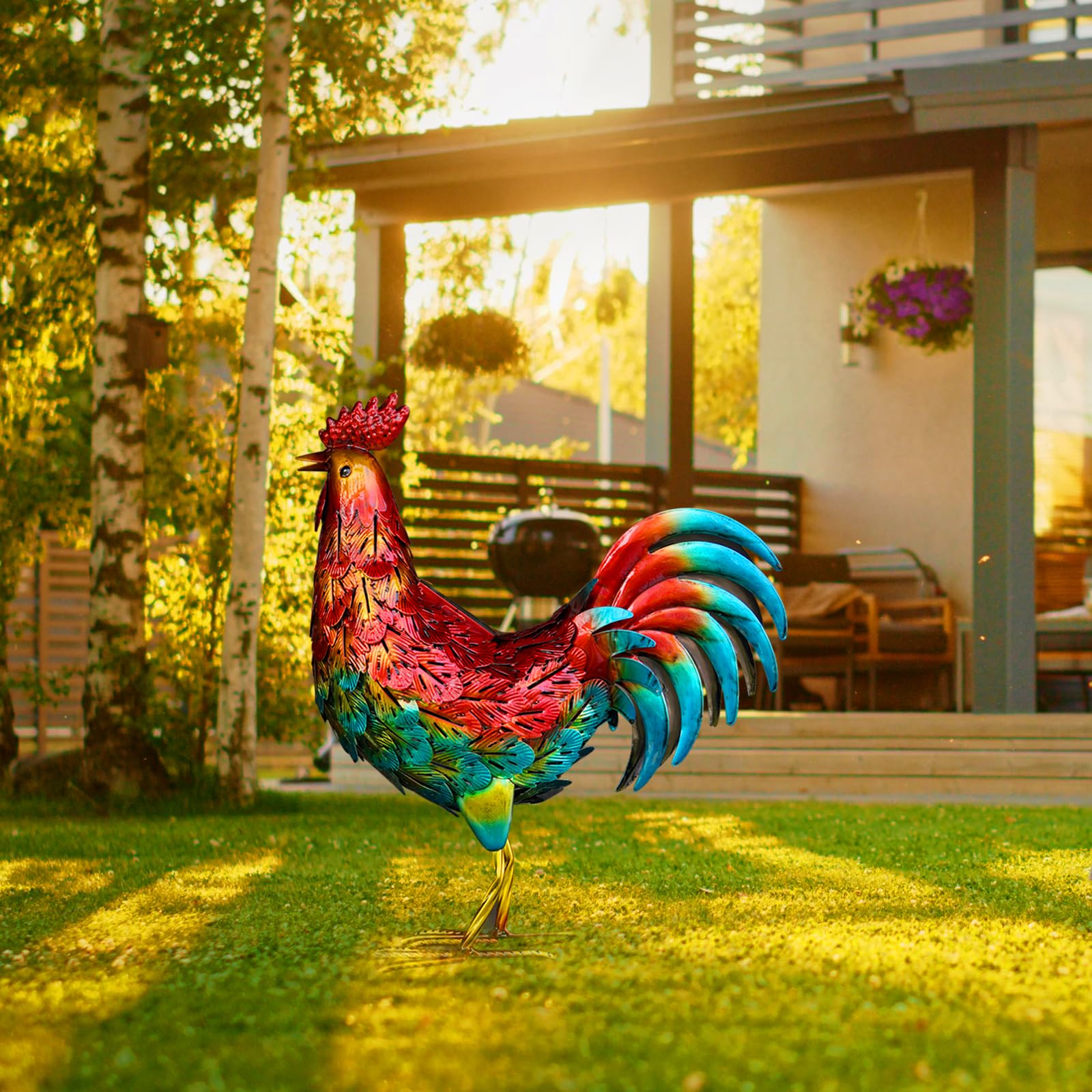 Chicken Decorations For Garden Solar Garden Statues Loving Chicken