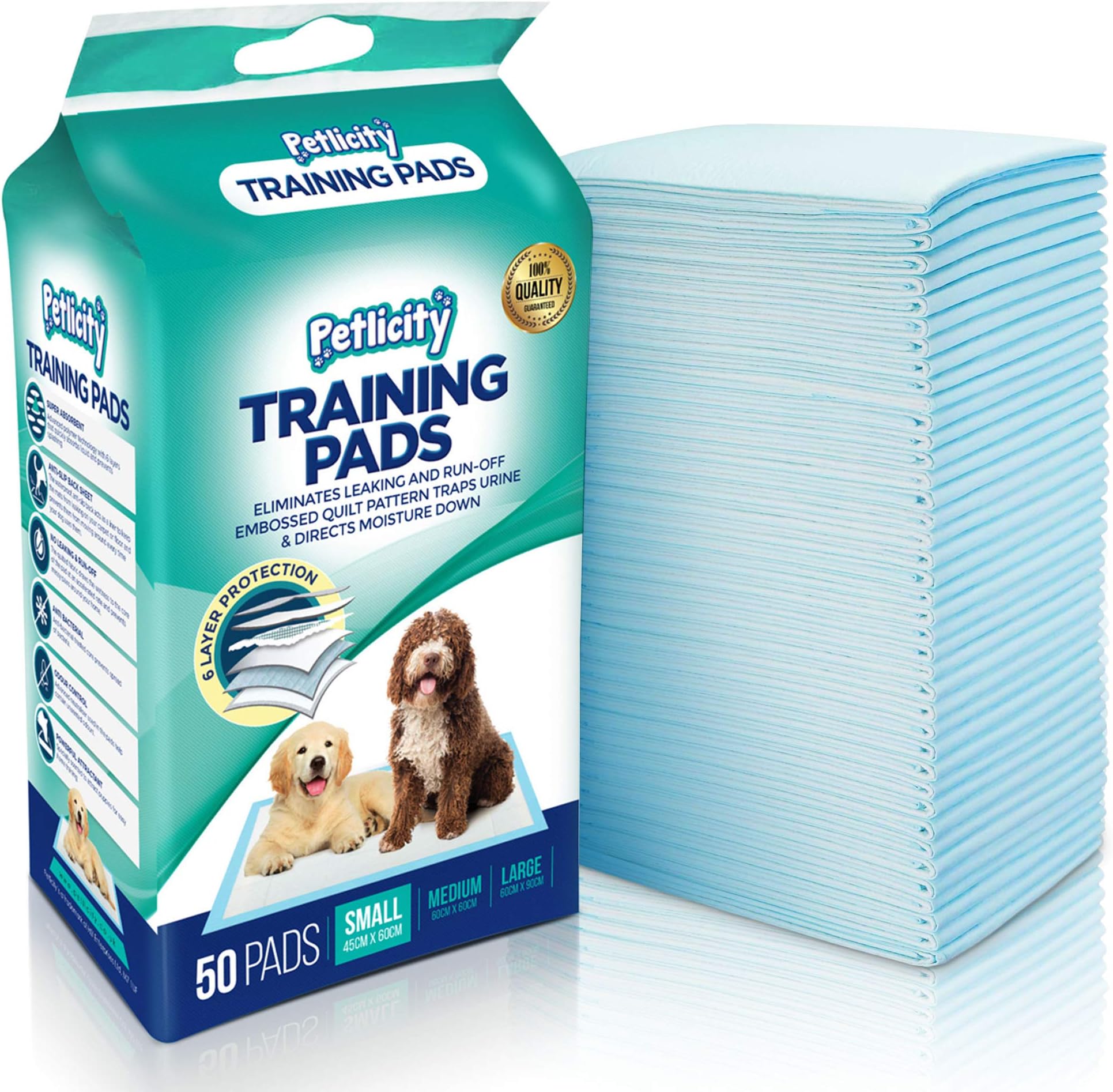 Pack of 100 Puppy Dog Toilet Training Pads - Highly Absorbent Mats to ...