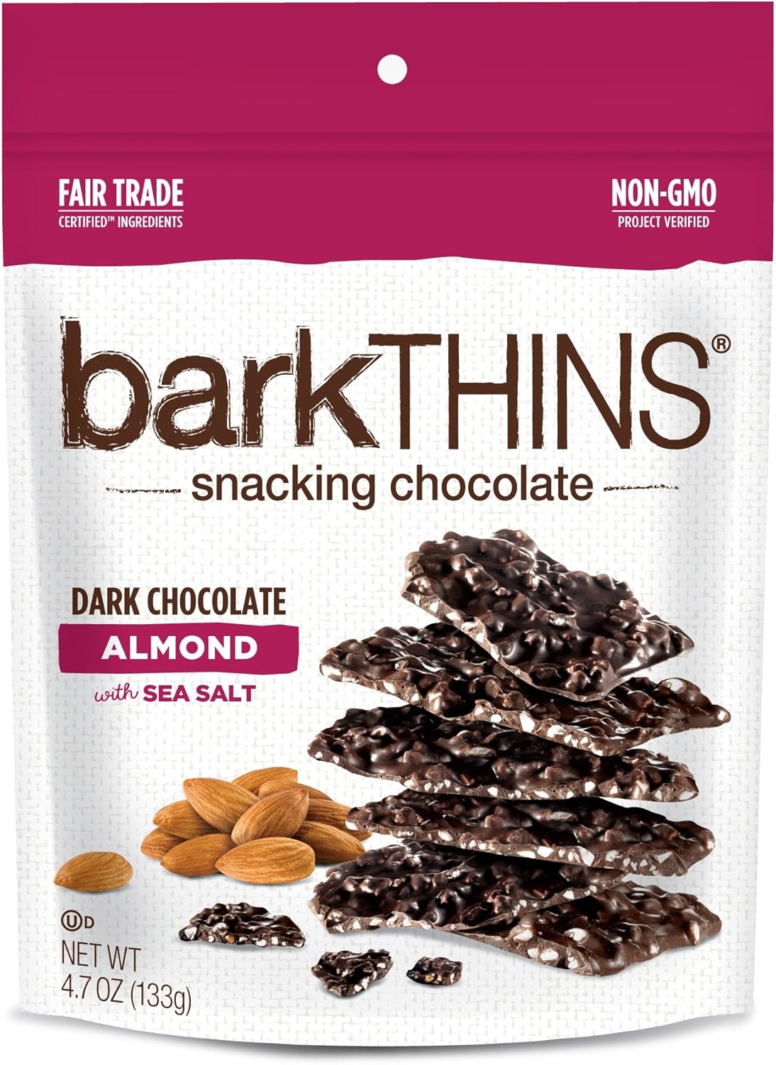 barkTHINS Snacking Dark Chocolate, Almond with Sea Salt, 4.7 Ounce ...