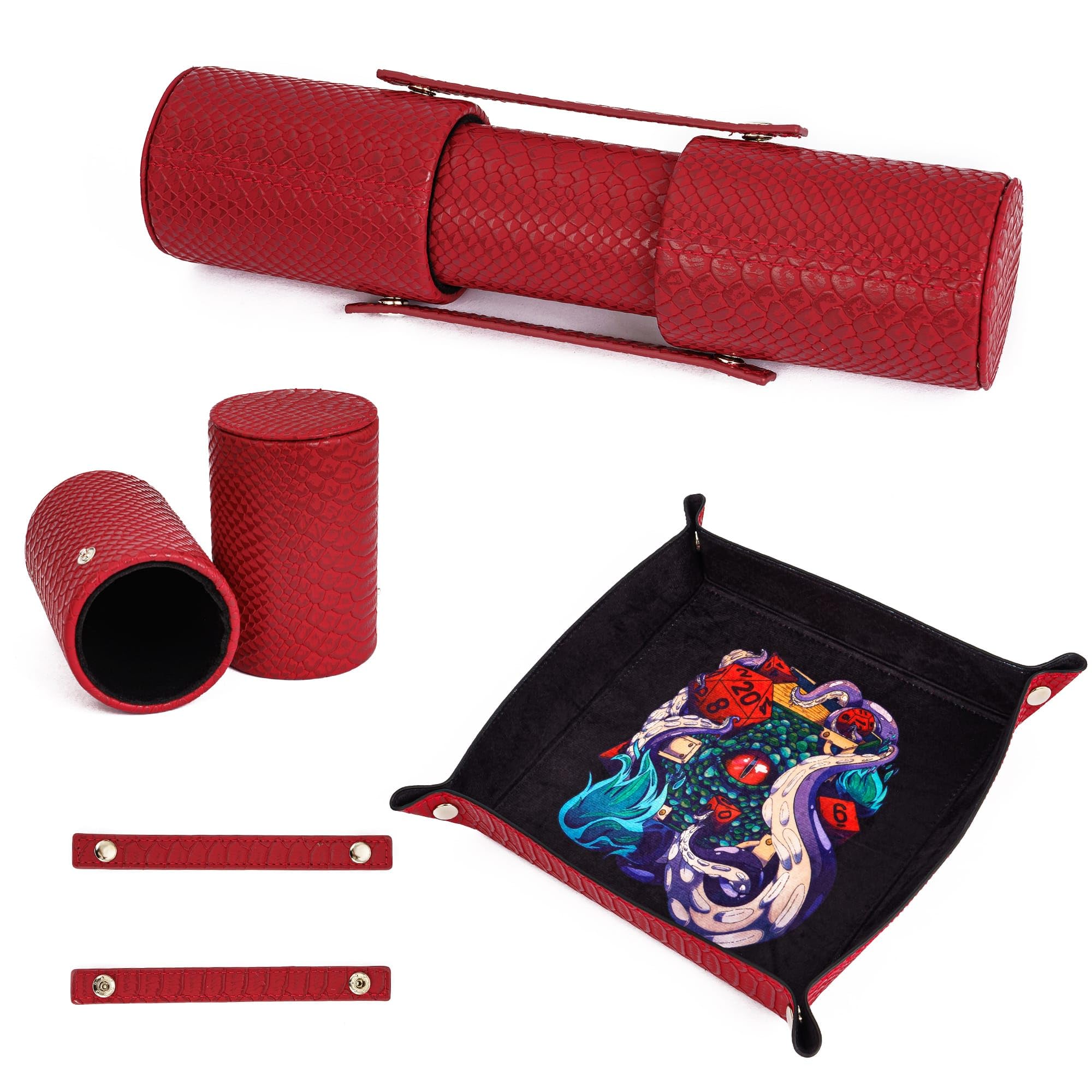 Amazon.com: KSNDie 2 in 1 PU Leather Dice Rolling Tray with Two Dice ...