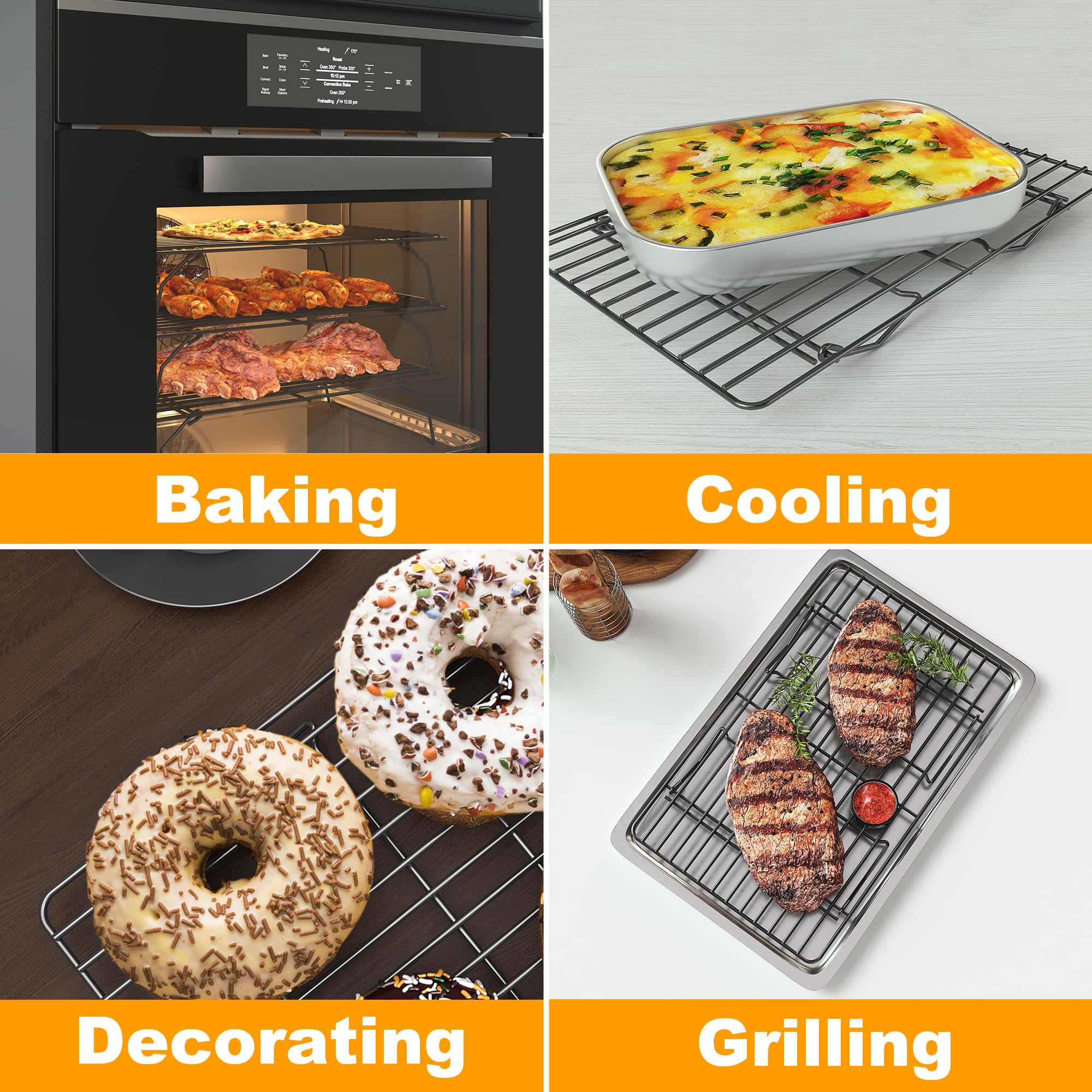 Wire Cooling Racks 3-Tier Stackable Cooling Rack Set - Heavy Duty Wire ...