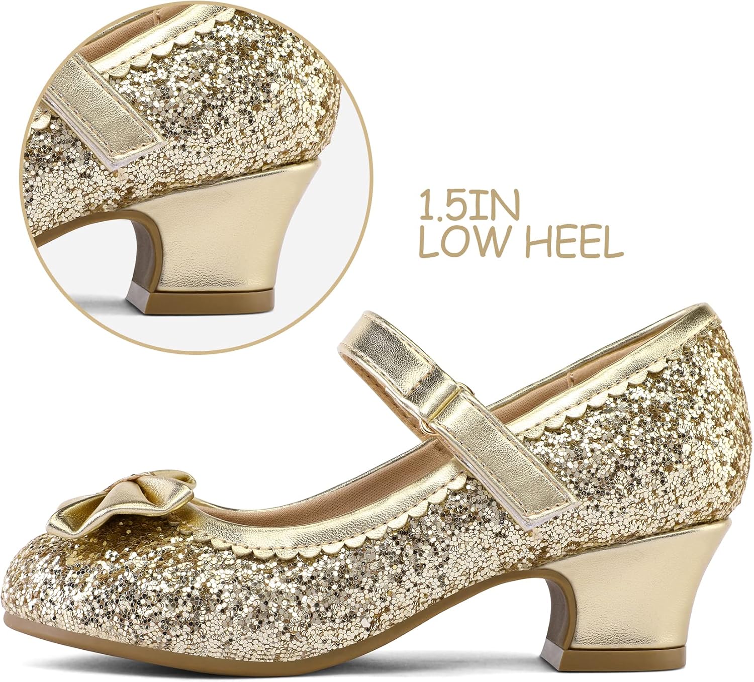 Amazon.com | K KomForme Girl's Dress Shoes Mary Jane Glitter 1.5in Low ...