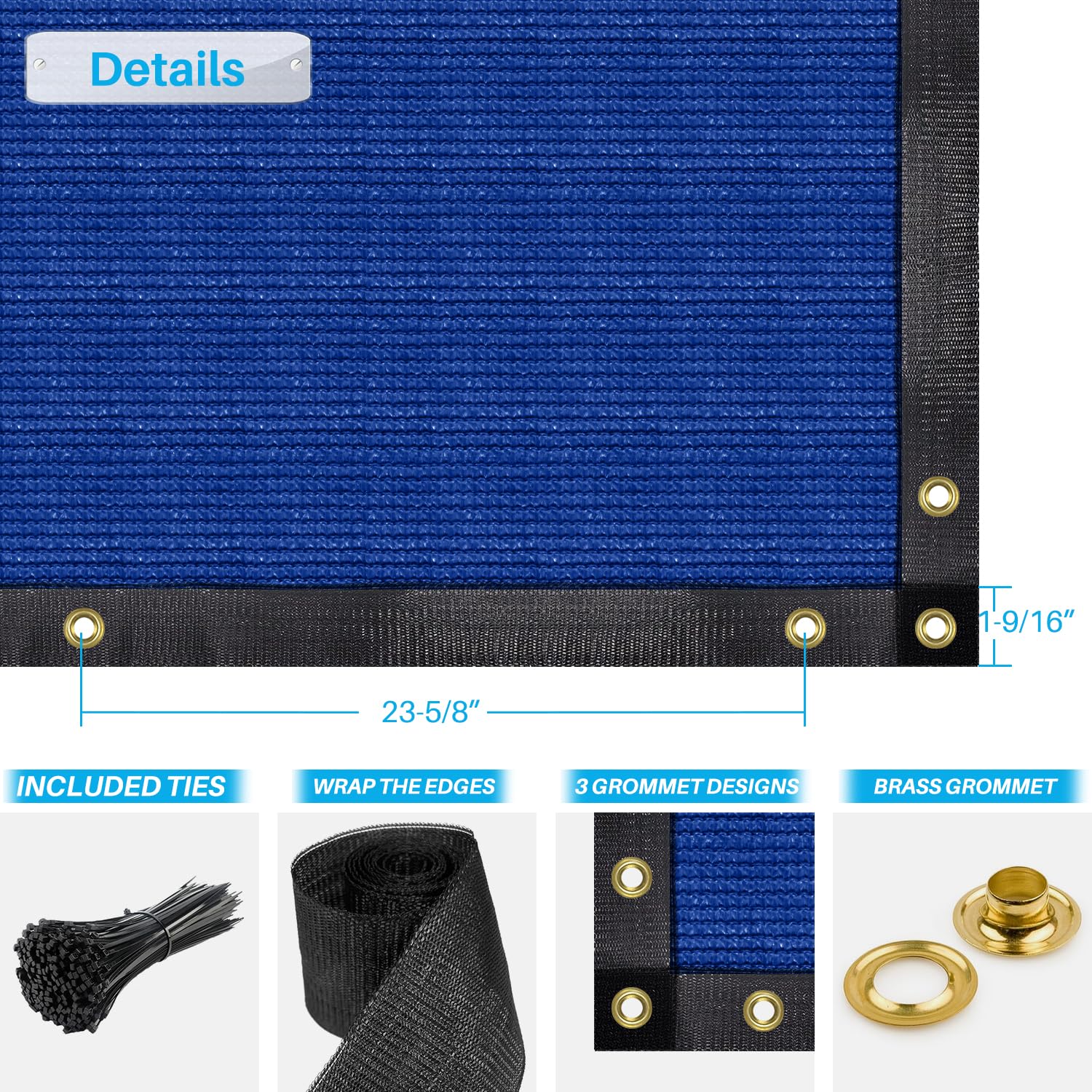 Snapklik.com : Patio 6 X 16 Fence Privacy Screen Blue Heavy Duty ...