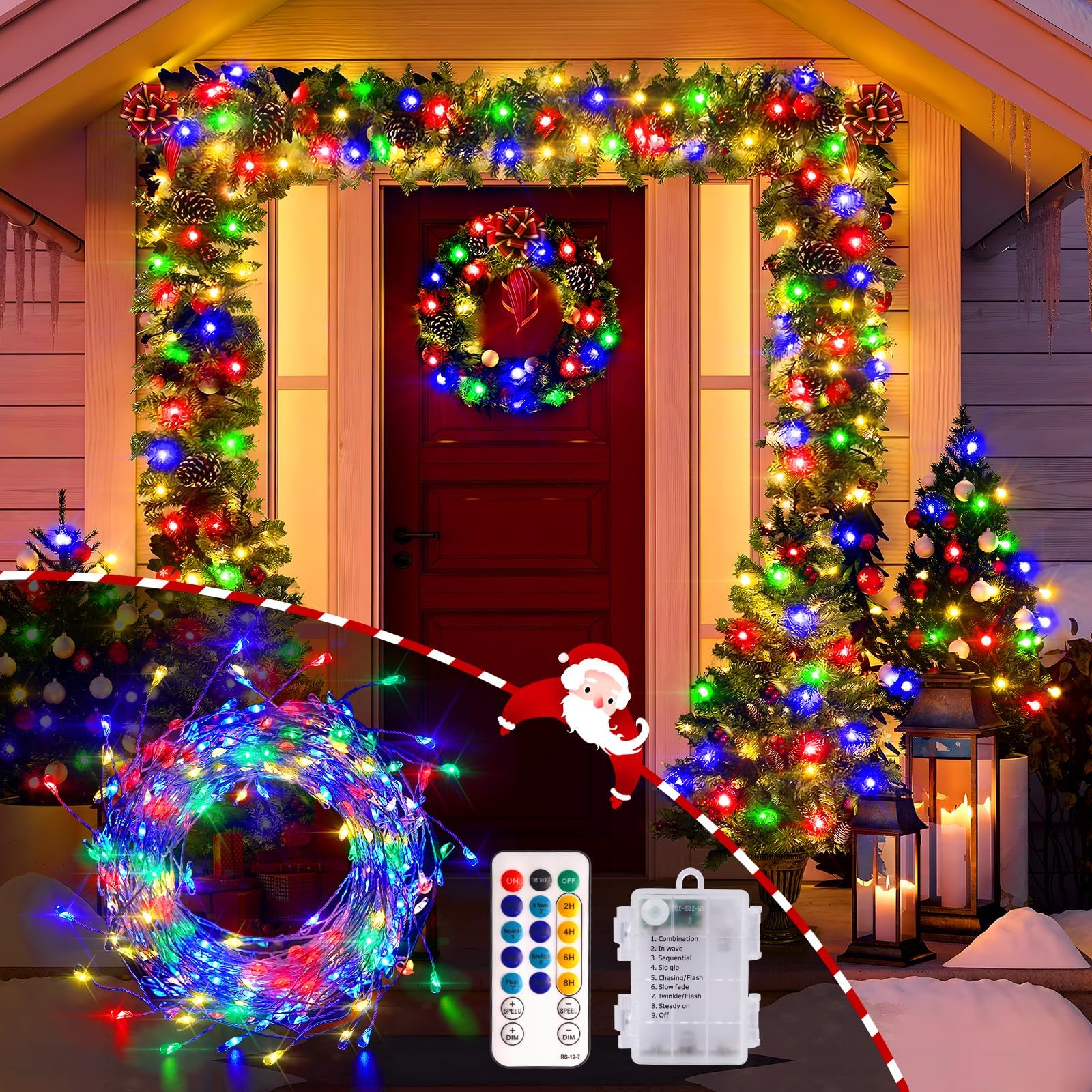 Sunwuun 30ft Christmas Tree Lights,8 Modes Remote Control LED Cluster ...